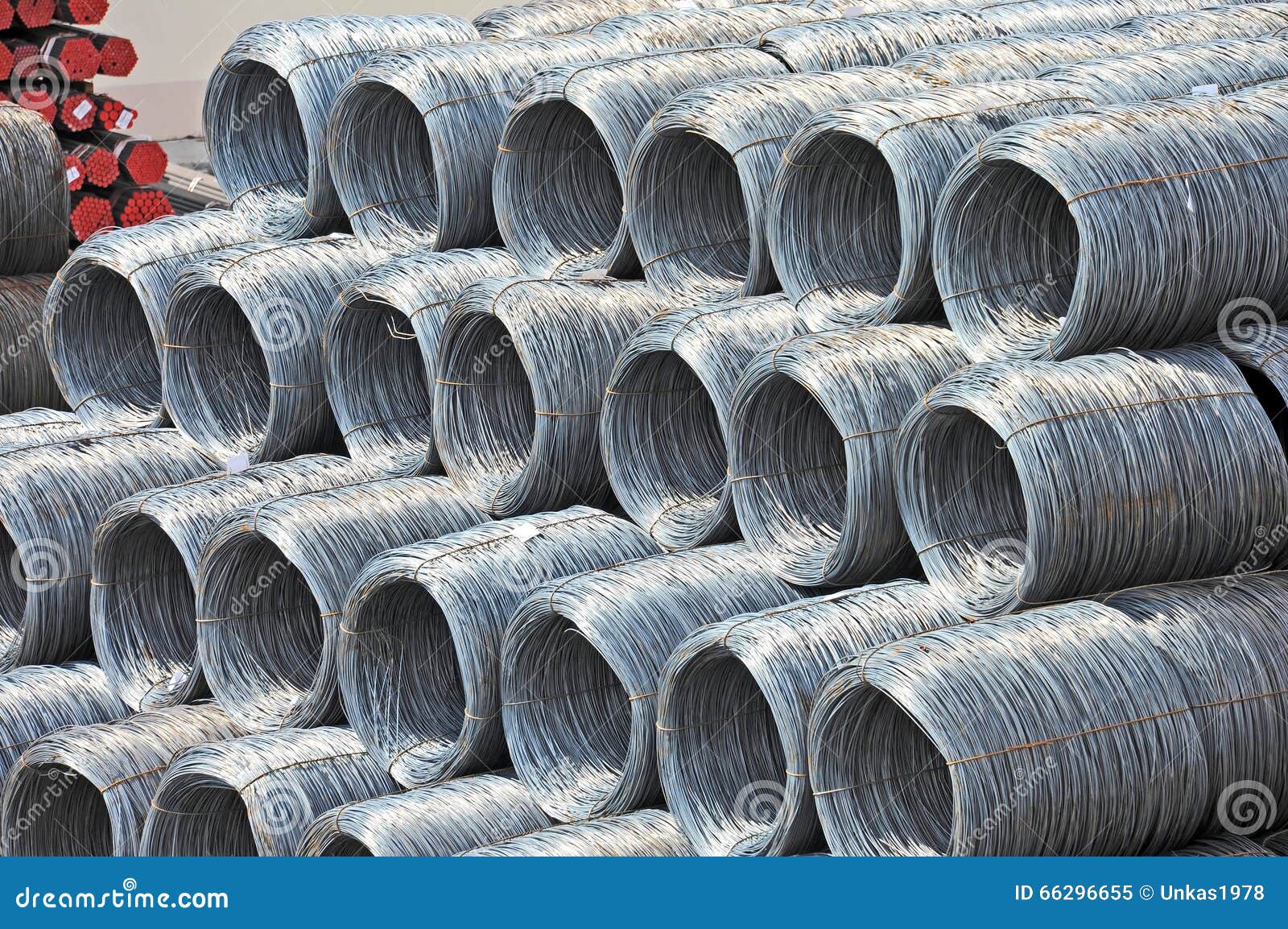 Steel wire roll and pipe stock image. Image of ironworks - 66296655