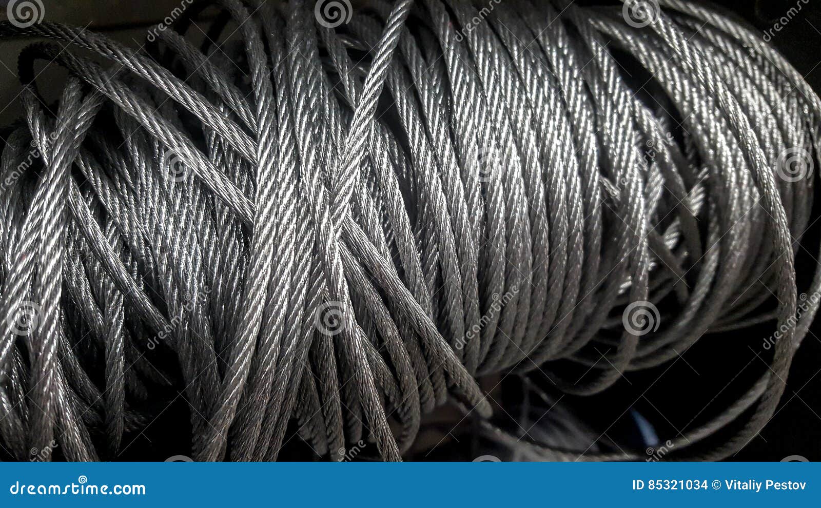 Steel wire rope, or cable. stock photo. Image of connect - 85321034