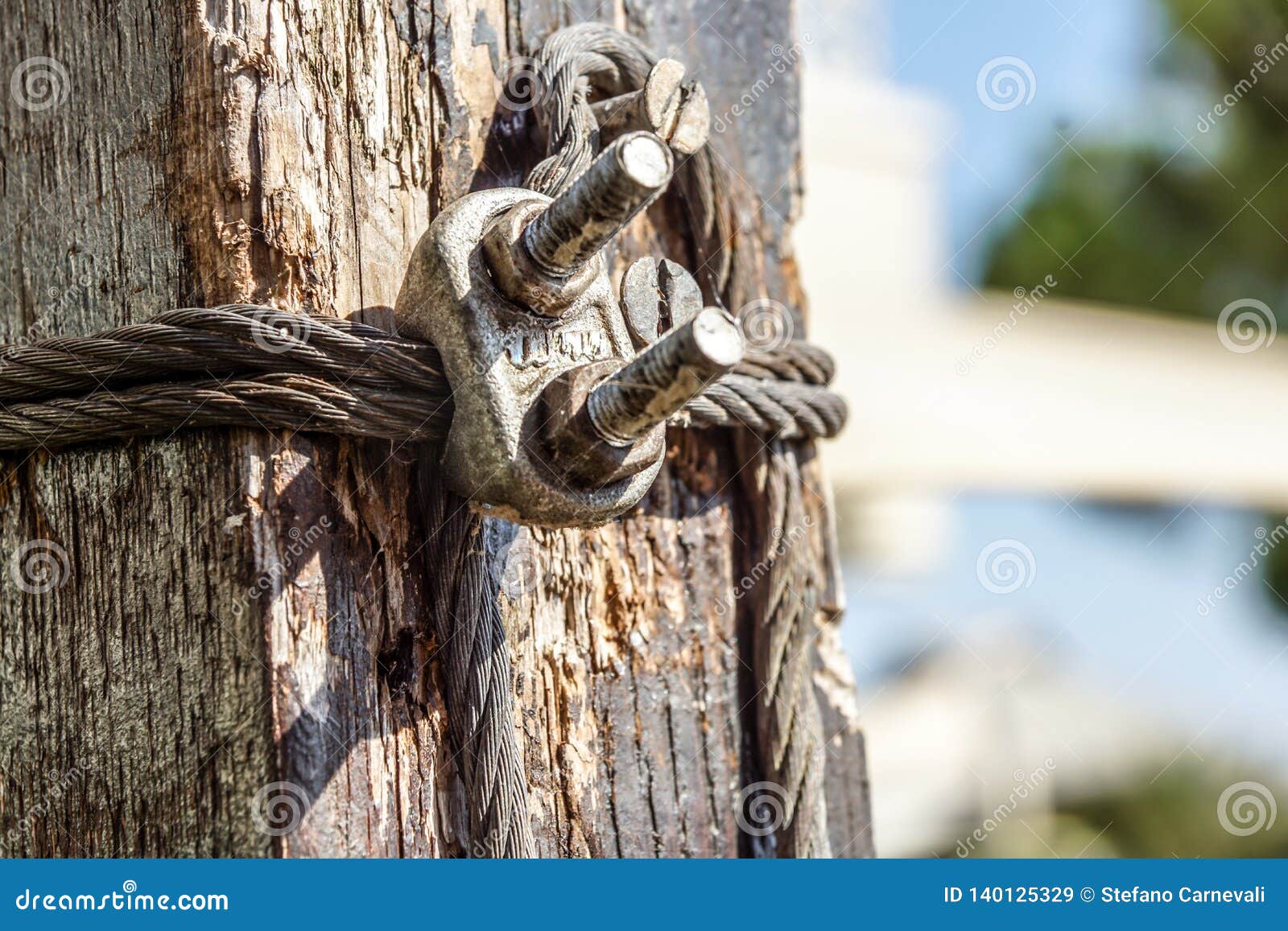Steel Wire Rope with Clamp . Close Up Stock Image - Image of rust ...