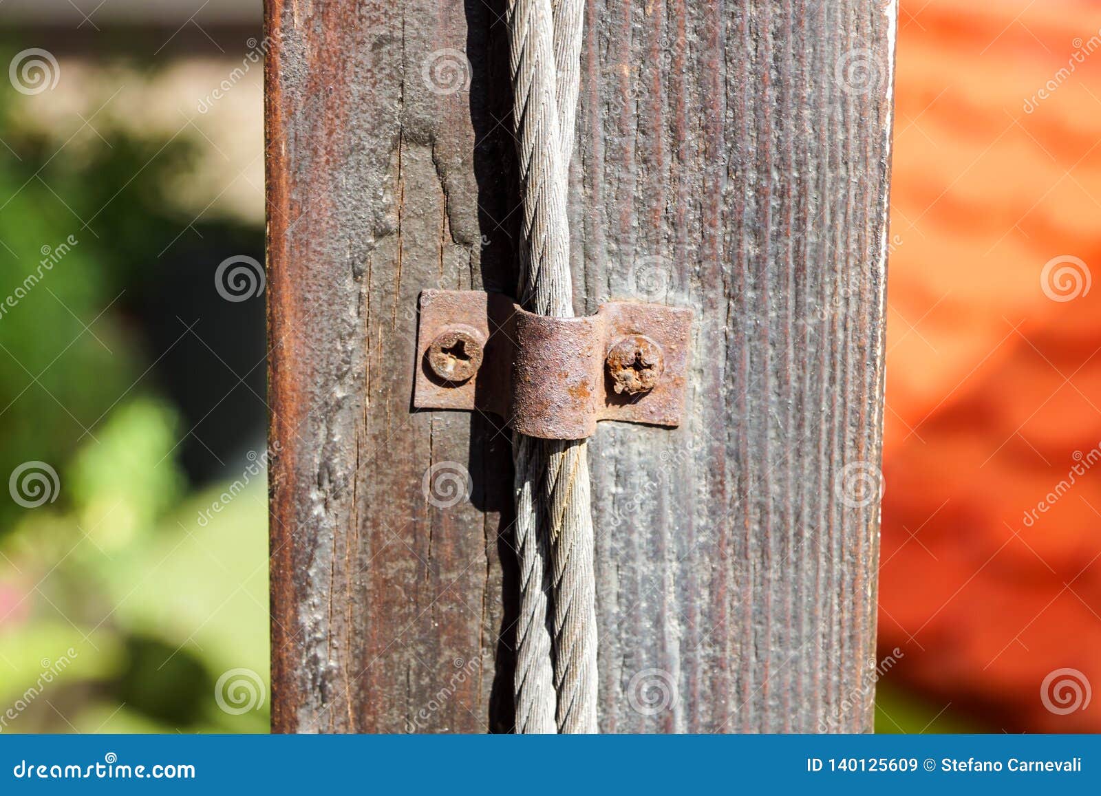 Steel Wire Rope with Clamp . Close Up Stock Image - Image of bridge ...