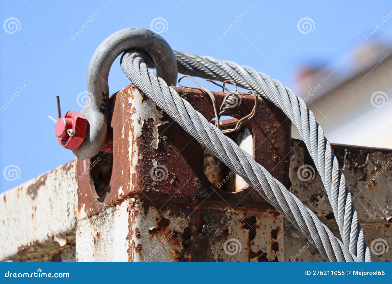 Steel Wire Rope on a Rusty Metal Container Stock Image - Image of ...
