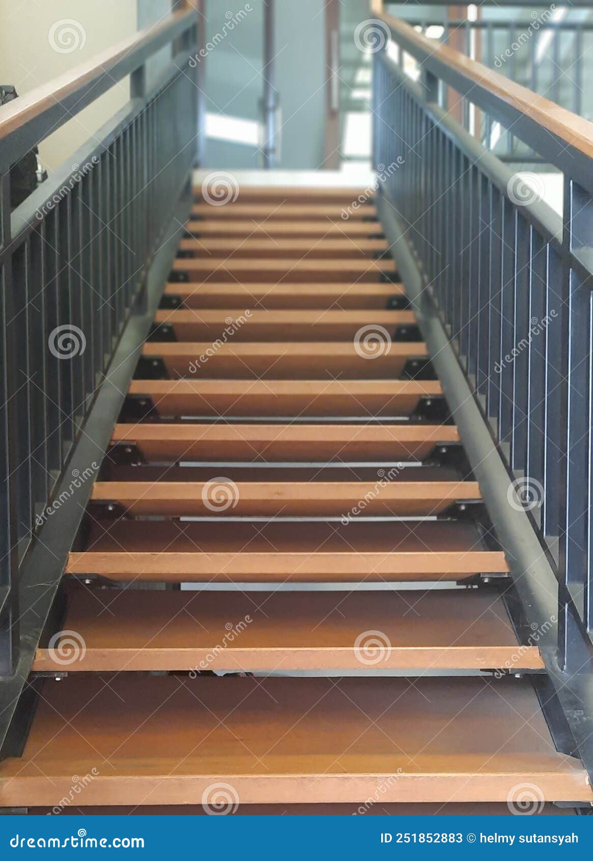 Steel and Wood stair stock image. Image of hardwood - 251852883
