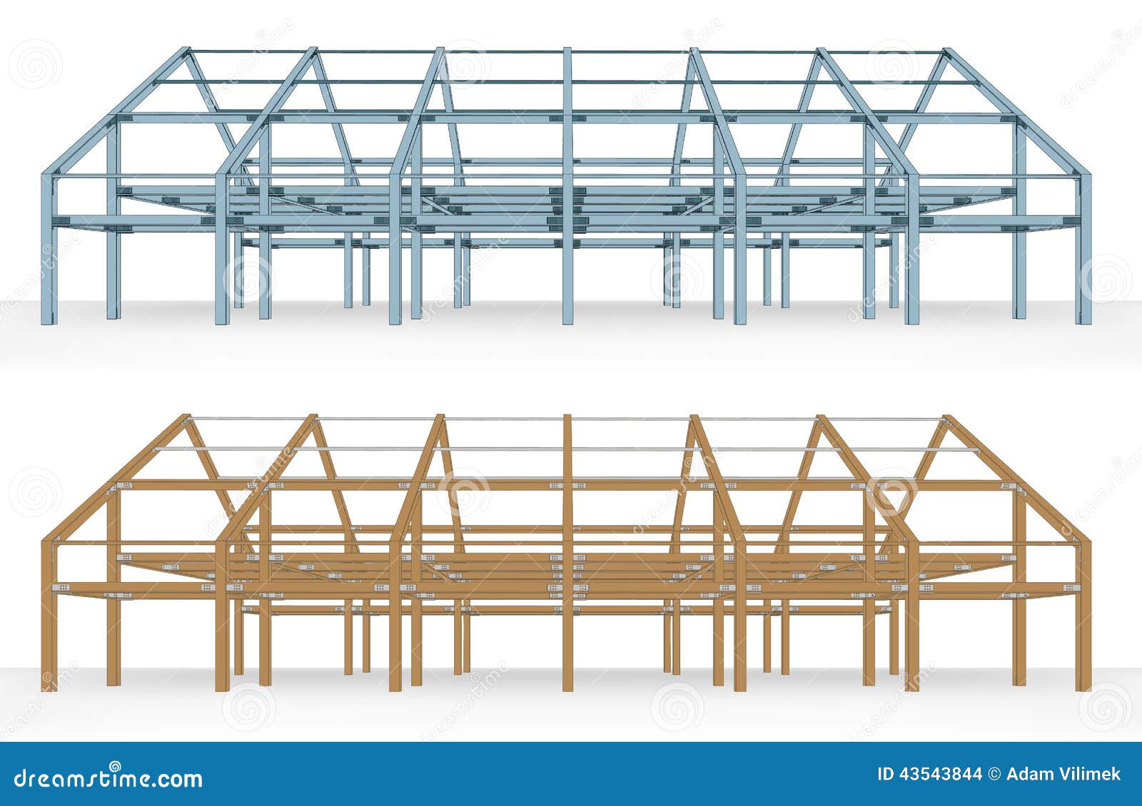 Steel and Wooden Beam Building Scheme Stock Illustration - Illustration ...