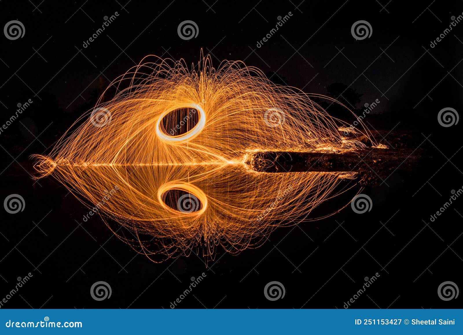 Steel Wool Pattern with Reflection in Water Stock Image - Image of ...