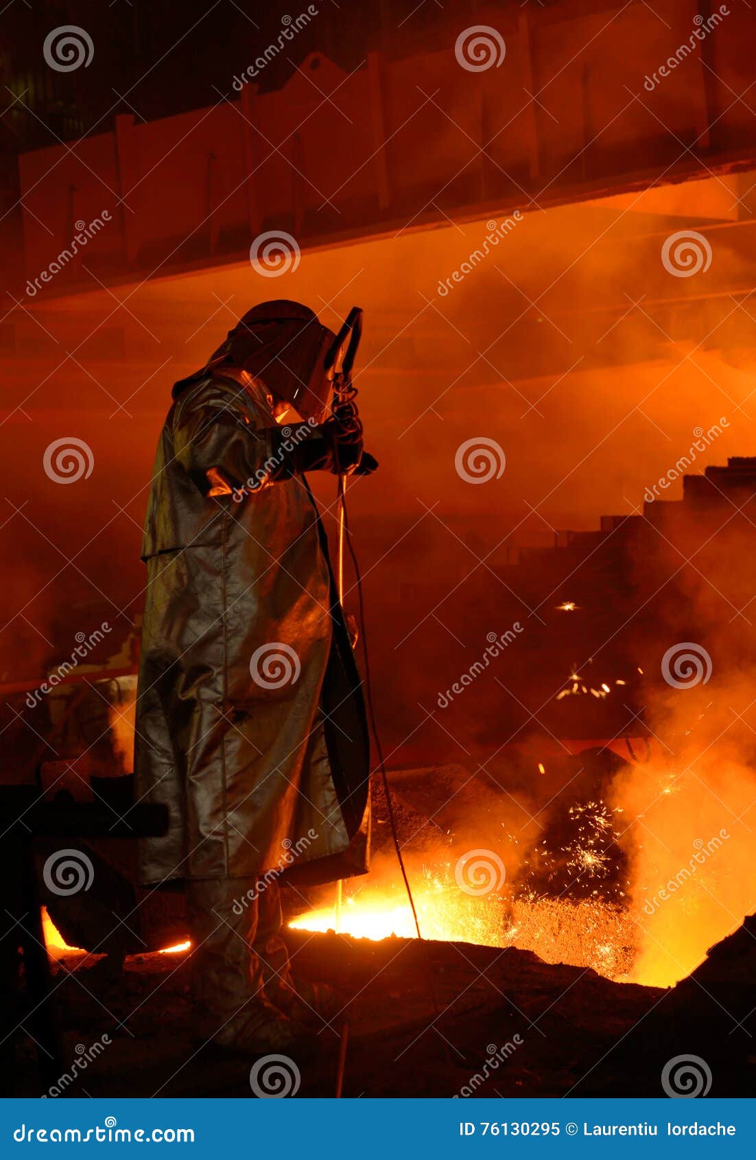 Steel worker in plant stock image. Image of process, burning - 76130295