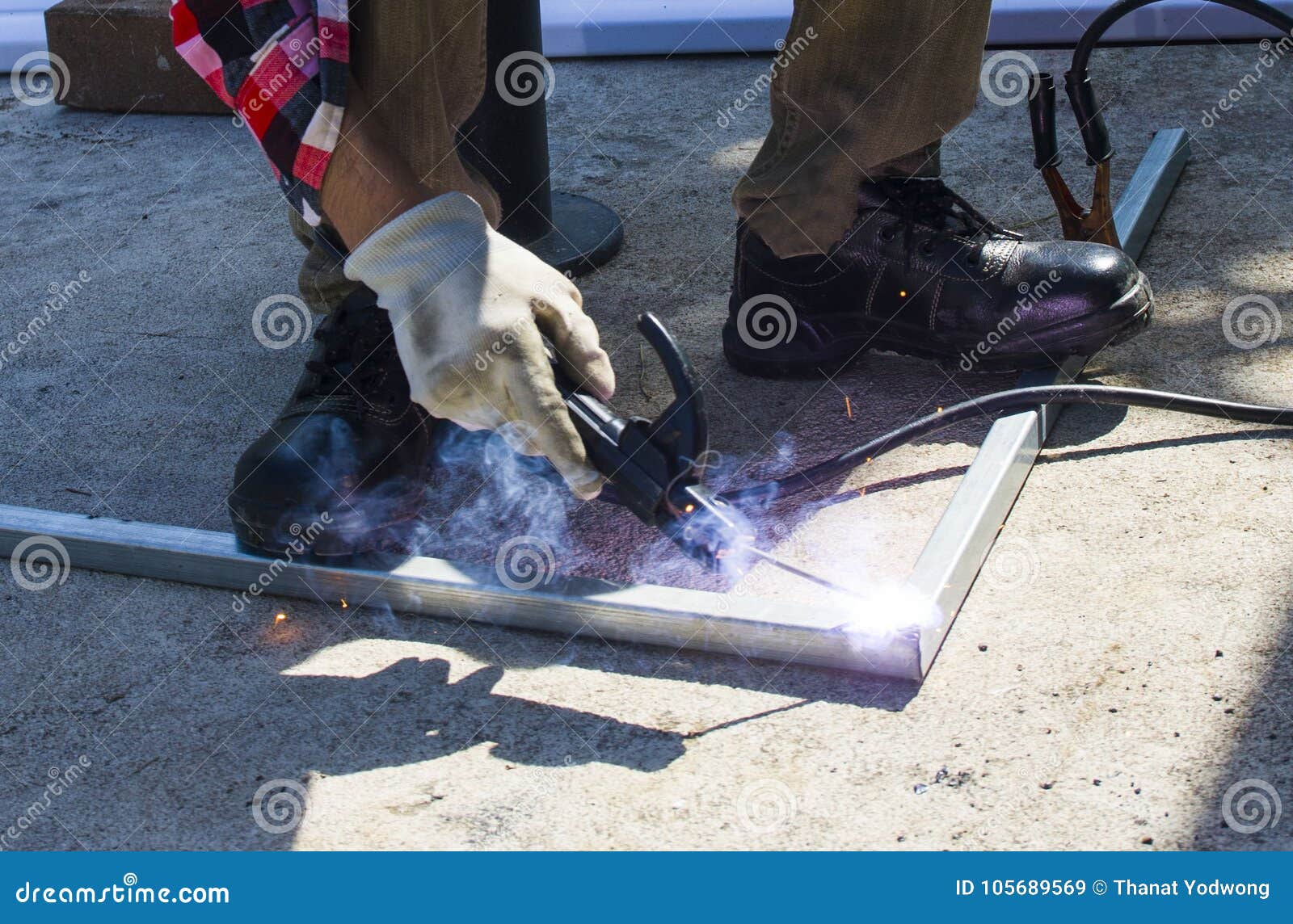 Steel Workers Welding,Cutting in Metal Stock Image - Image of metal ...
