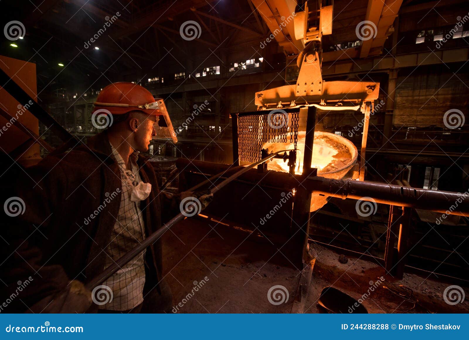Steelworker at Work Near the Tanks with Hot Metal Stock Photo - Image ...