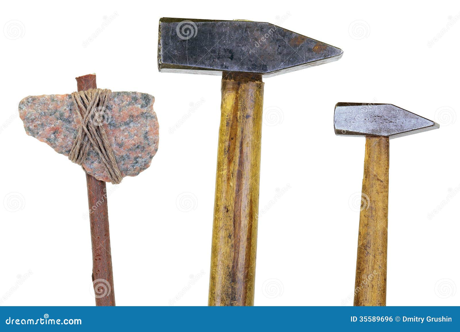 Steenbijl en twee hamers stock foto. Image of metaal - 35589696