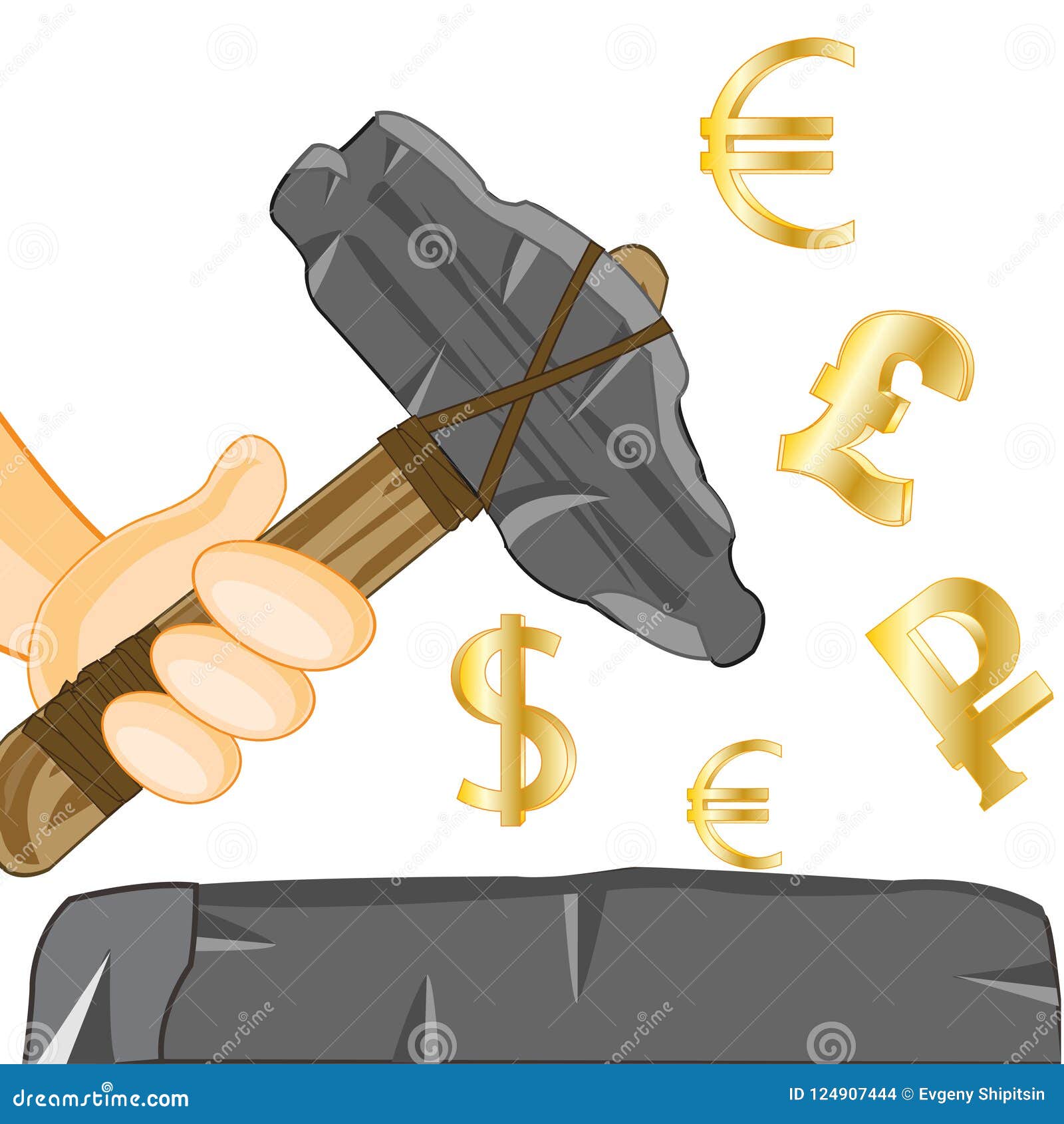 Steenbijl Ter Beschikking En Geldtekens Vector Illustratie ...