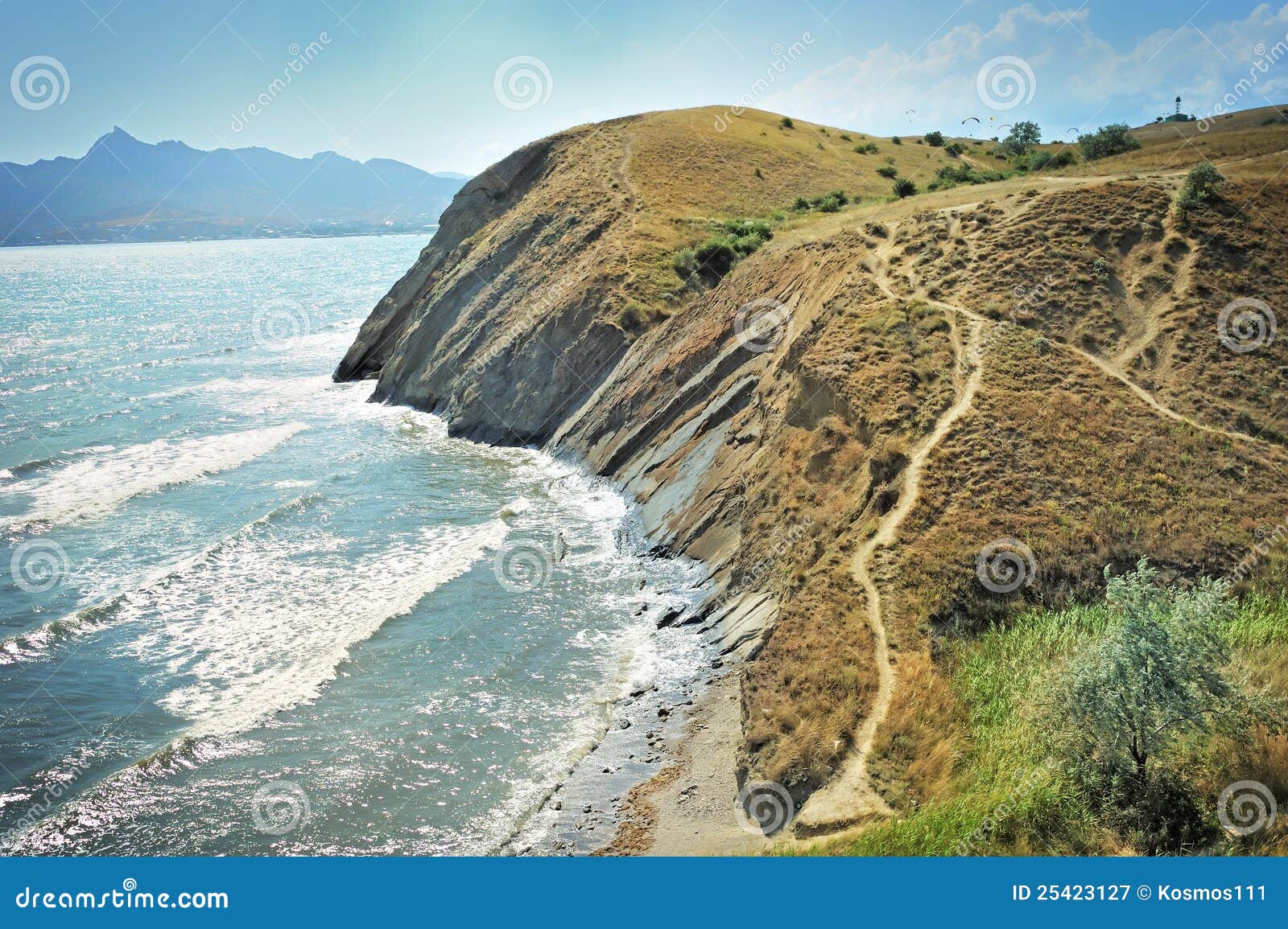 Steep Cliff at the Edge of the Sea Stock Image - Image of beach ...