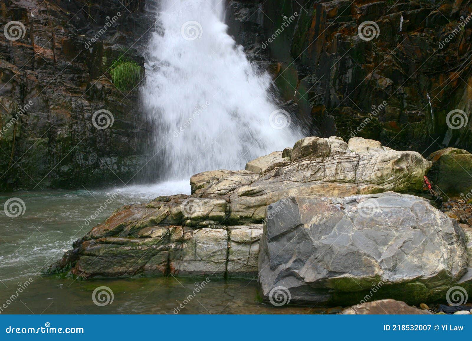 A Steep Cliff and a Waterfall at the Waterfall Bay Park in Hong Kong ...