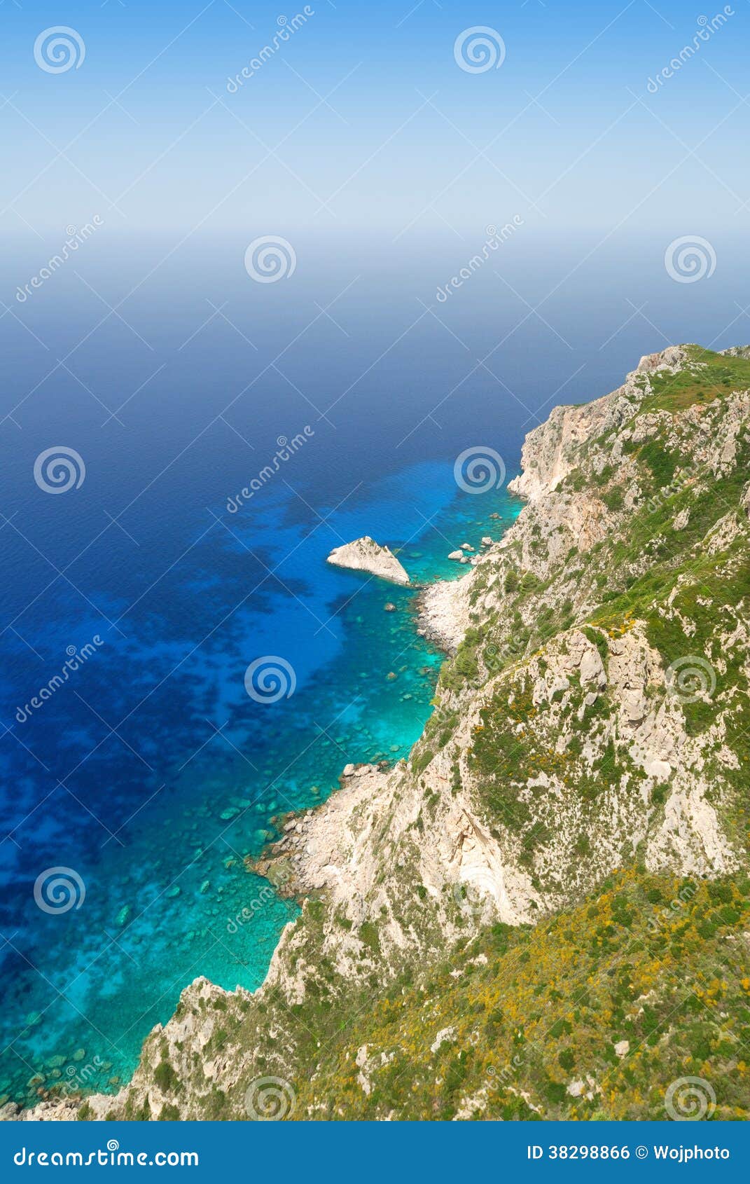 Steep Cliffs on the Coast of Corfu Island Stock Photo - Image of ...