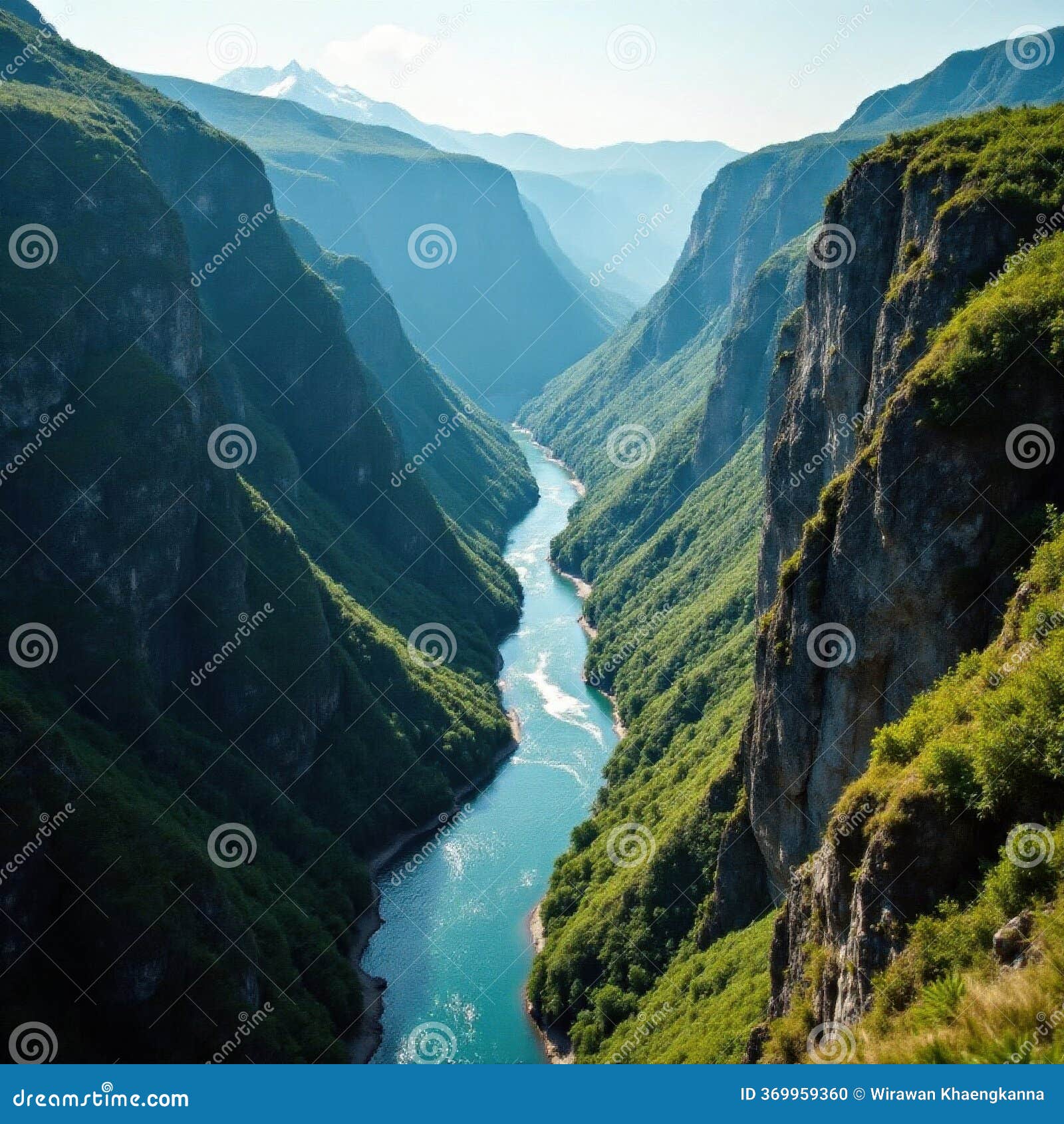 Steep Cliffs Frame A Winding River, Elevated Perspective , Photography ...