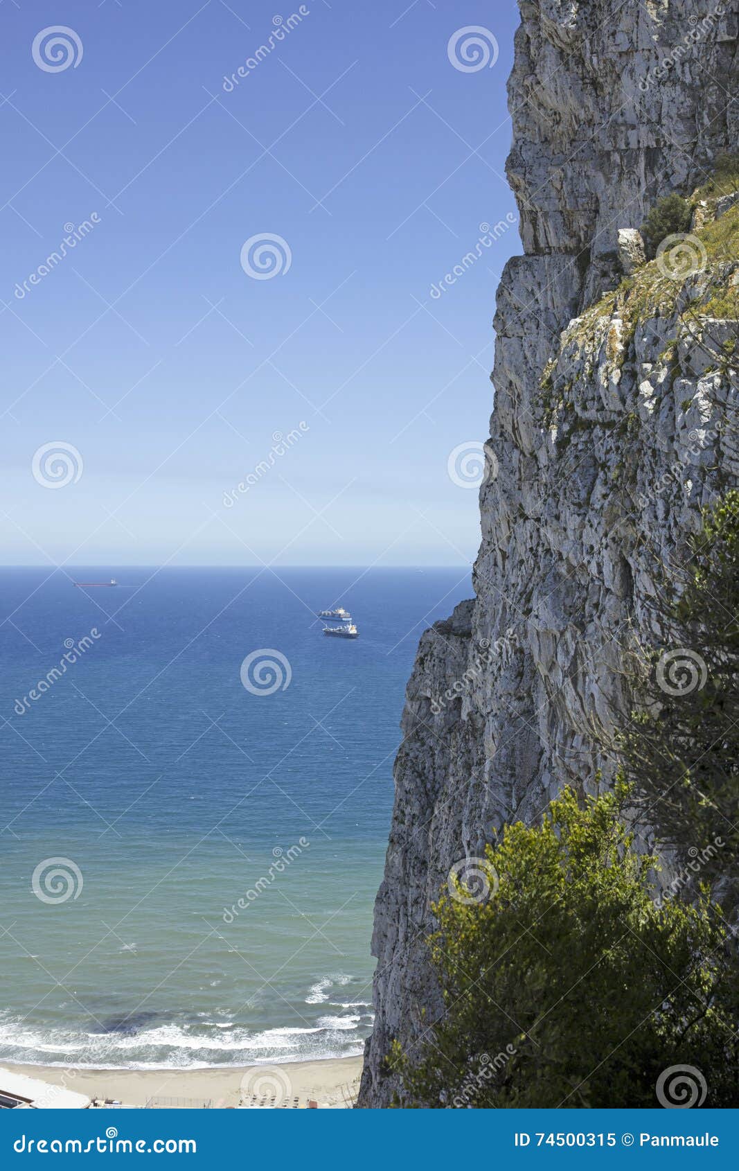 Steep cliffs of Gibraltar stock image. Image of mediterranean - 74500315