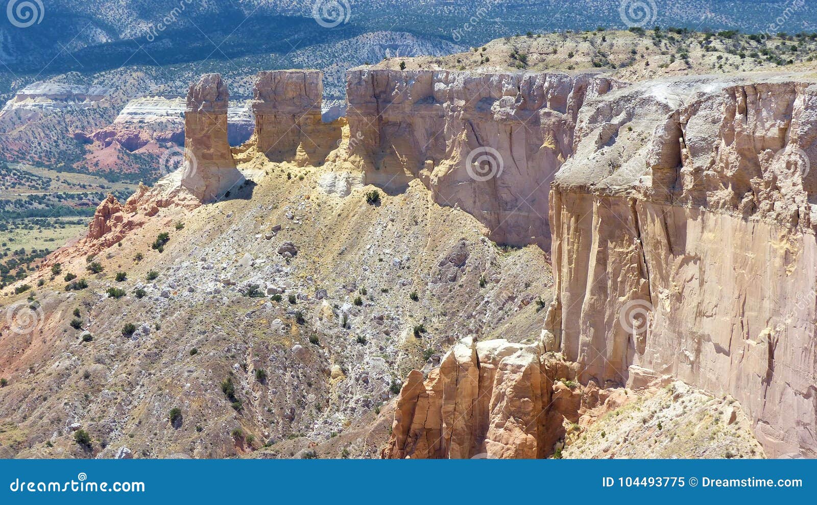 Colorful Desert Cliffs Above Colored Valley Stock Image - Image of ...