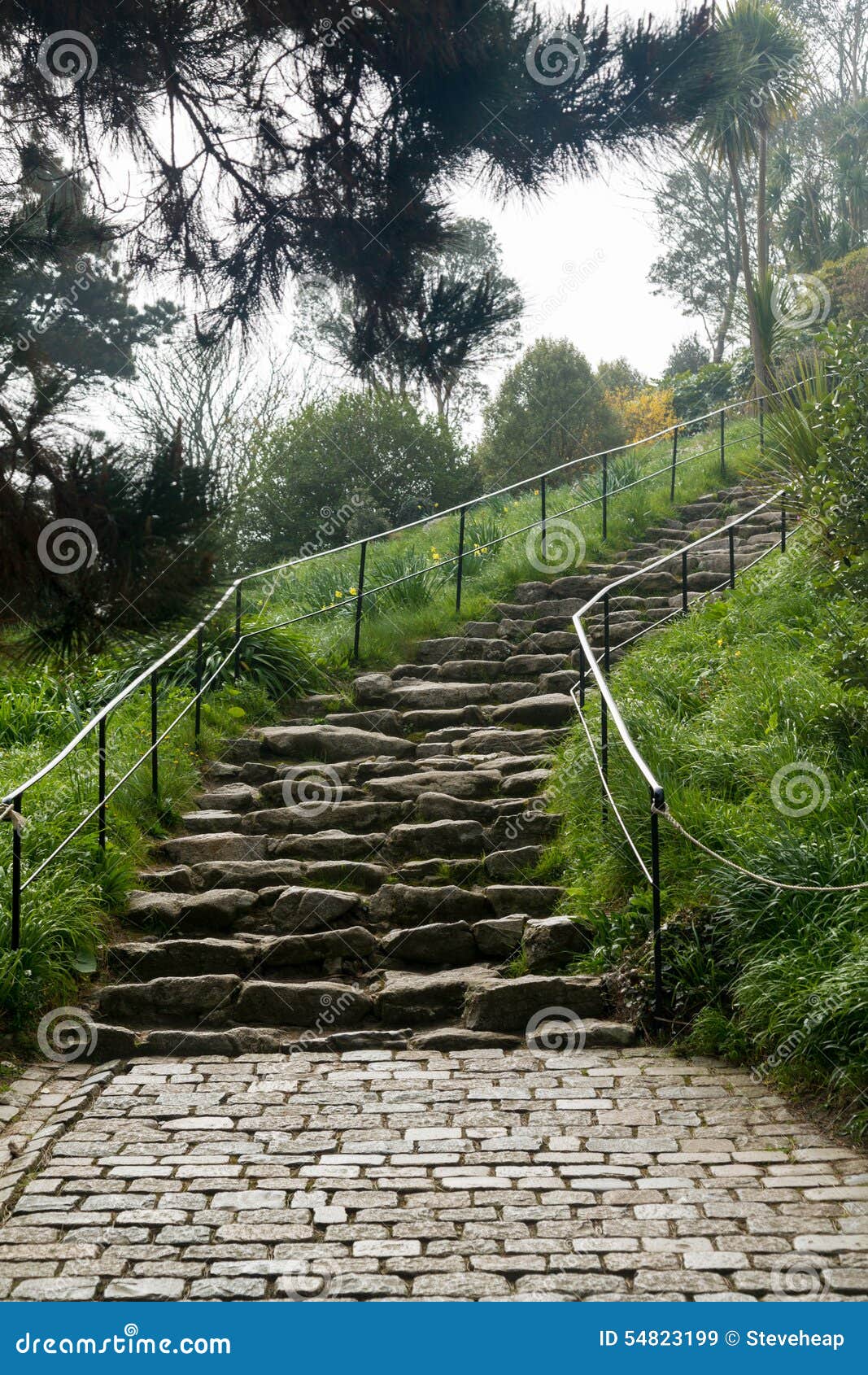 Steep Cobbled Pathway Up Hillside Stock Image - Image of steep, path ...