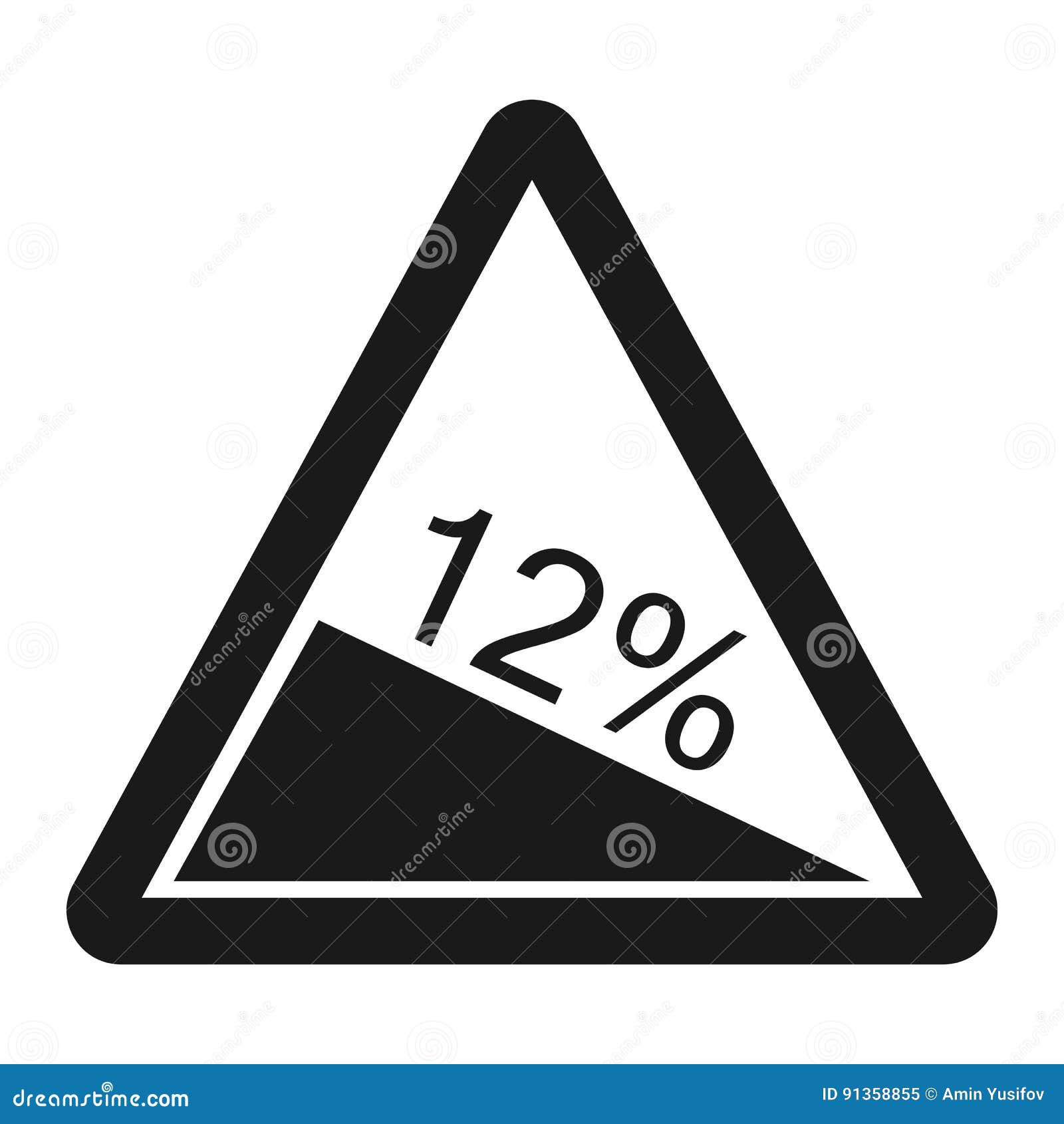 Steep Descent Line Icon. Auto Coming From Incline Mountain Downwards ...