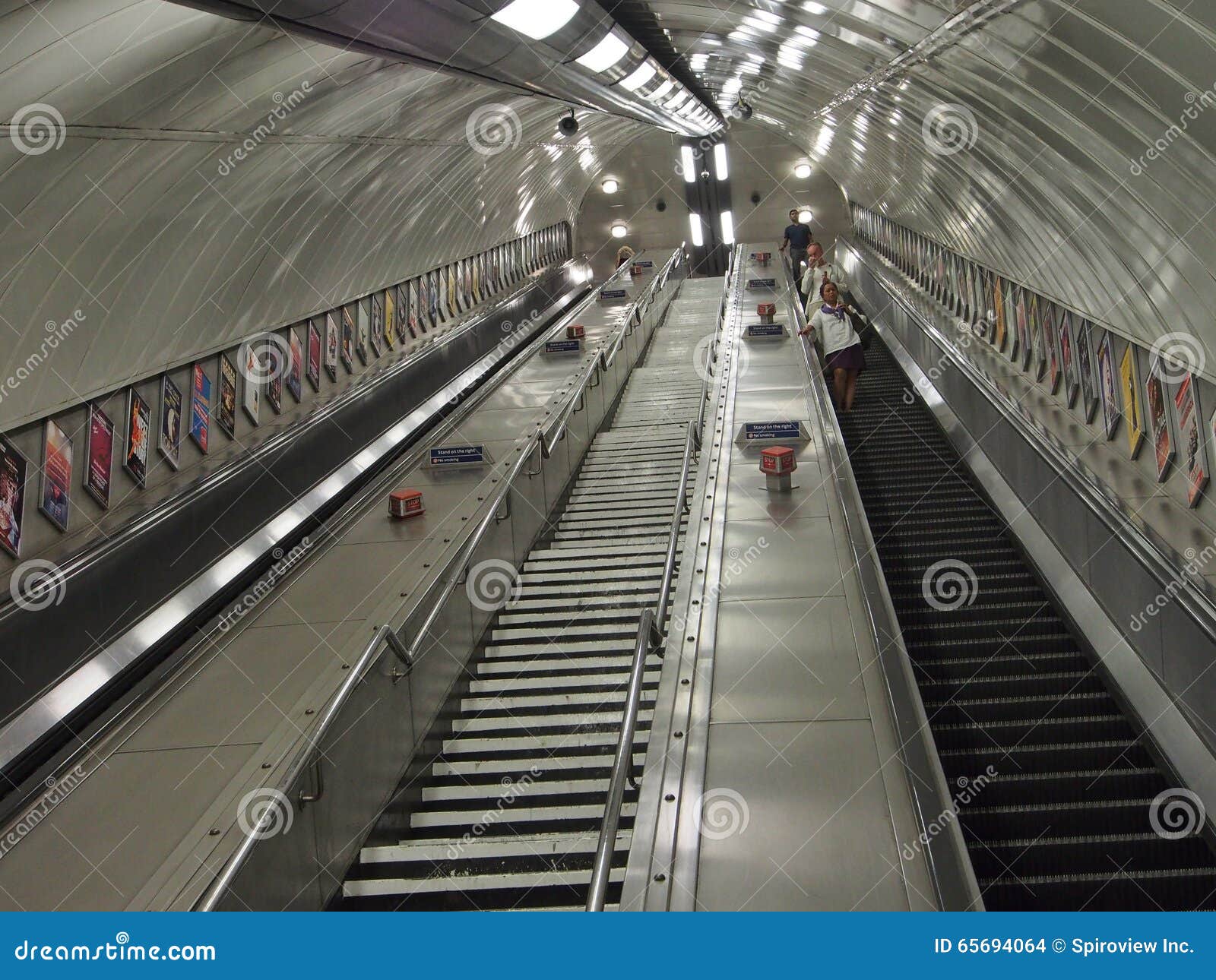 Steep escalator, London editorial stock image. Image of high - 65694064