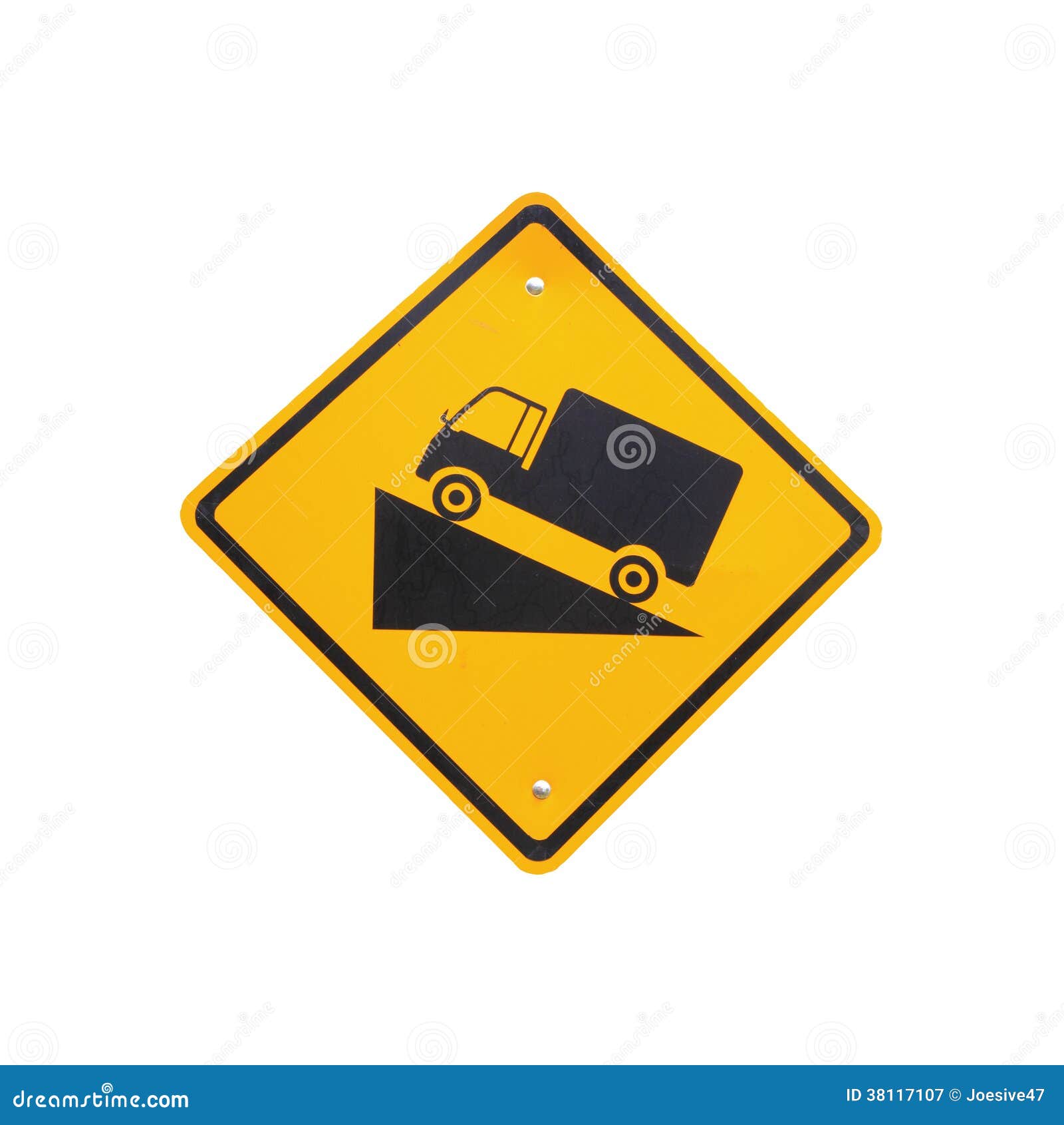 Steep Grade Hill Traffic Sign on White Background Stock Image - Image ...