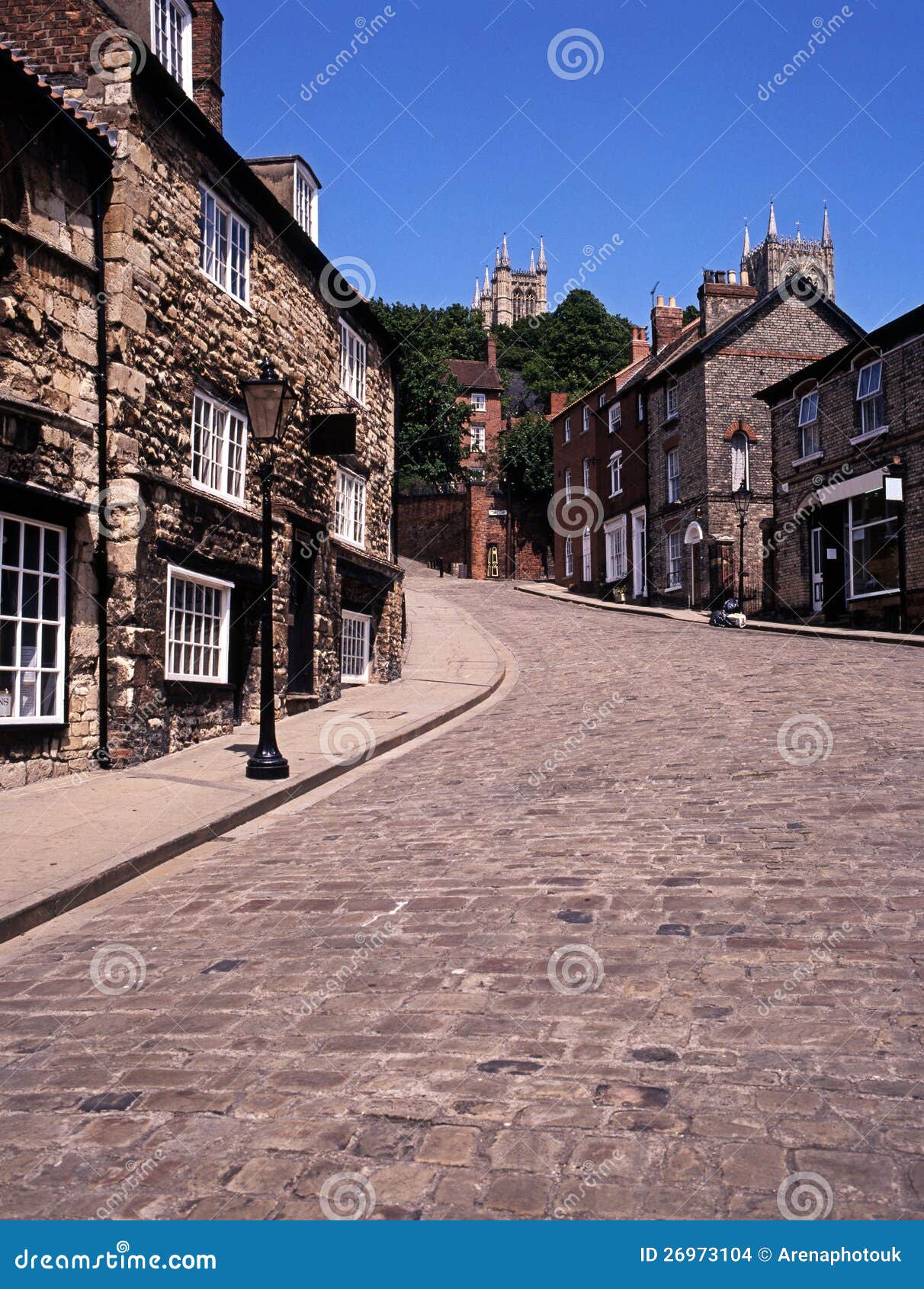 Steep Hill, Lincoln, England. Stock Photo - Image of buildings, british ...