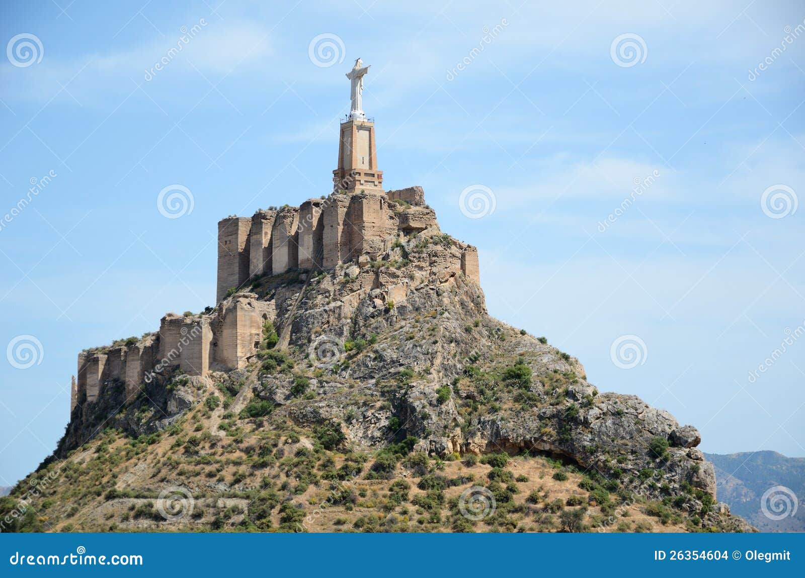 Steep Hill of Monteagudo with Islamic Castle Stock Photo - Image of ...