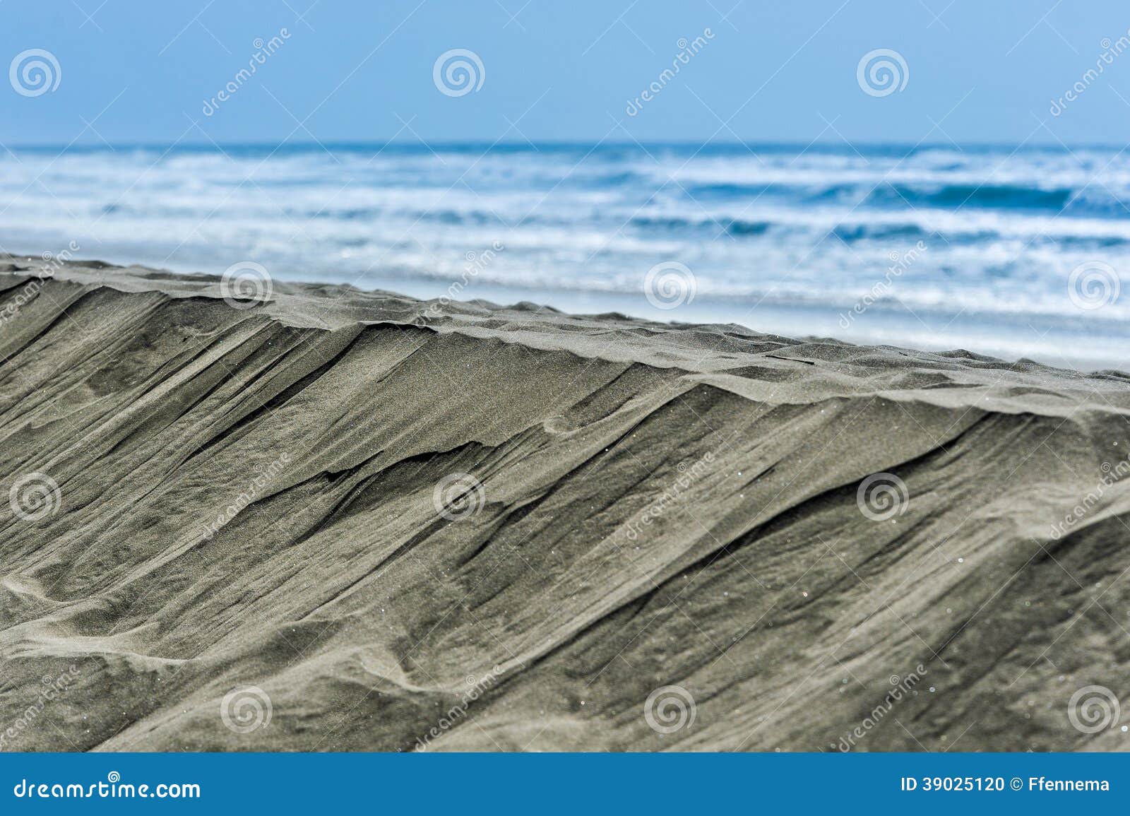 Steep Hill of Sand Next To Ocean Waves Stock Photo - Image of scenery ...