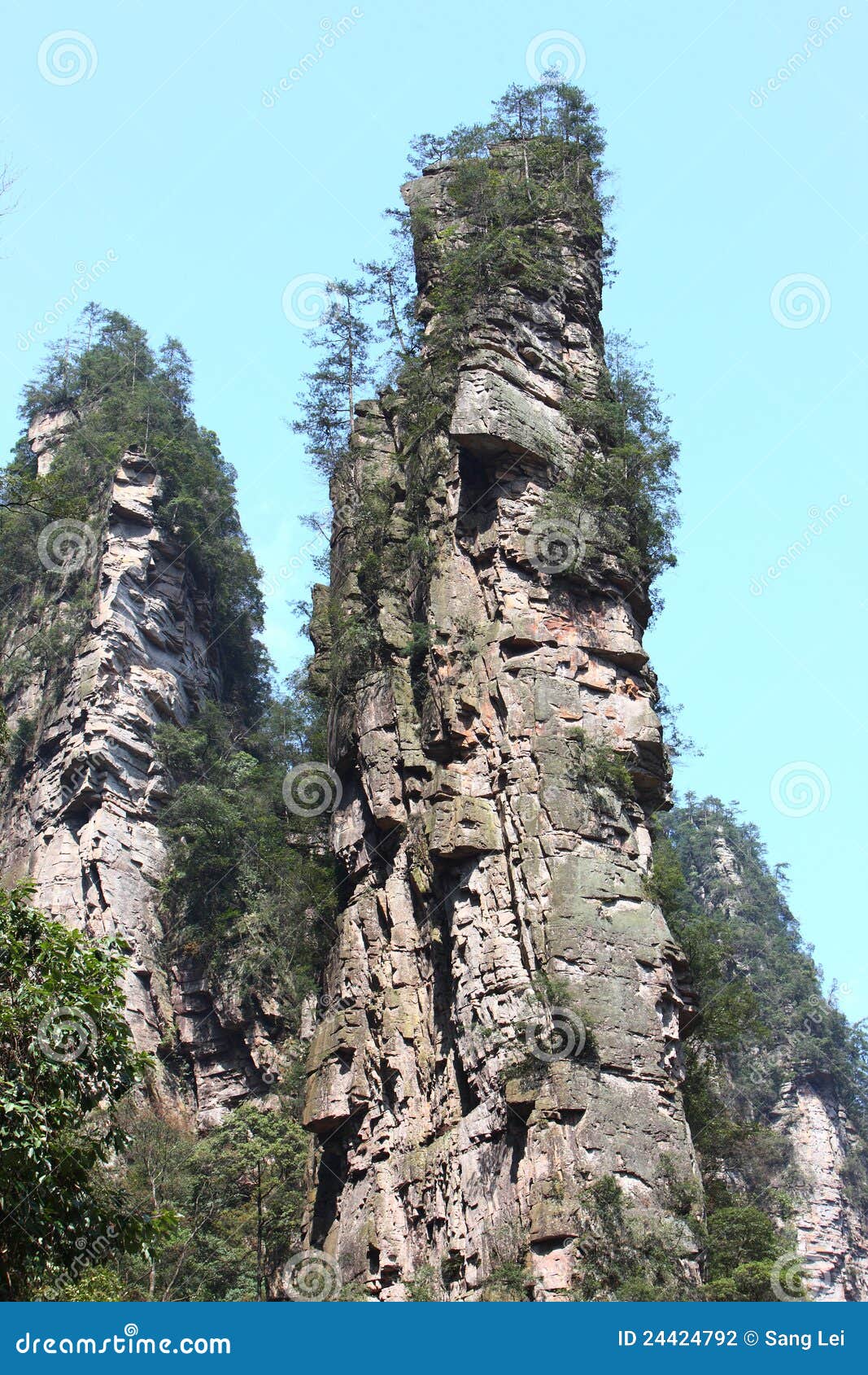 Steep mountain cliff stock photo. Image of chinese, trees - 24424792