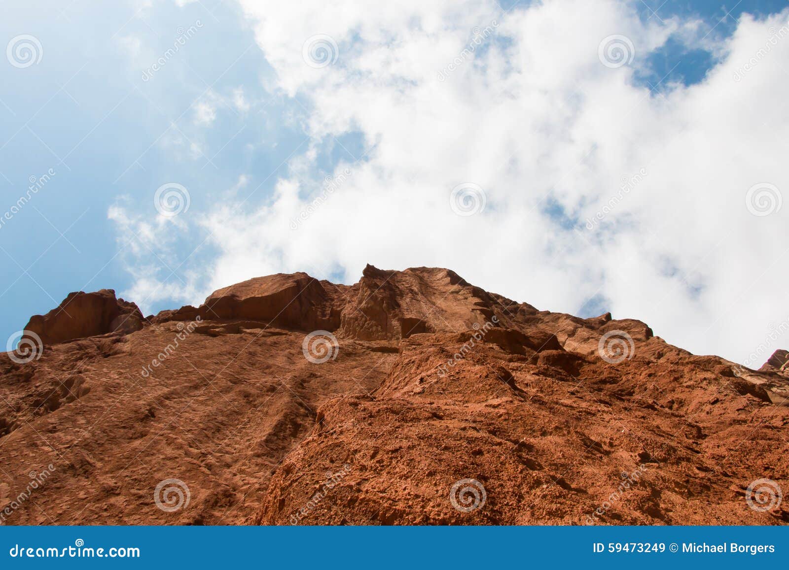 Steep Mountain and Cloudy Blue Sky Stock Image - Image of clouds ...