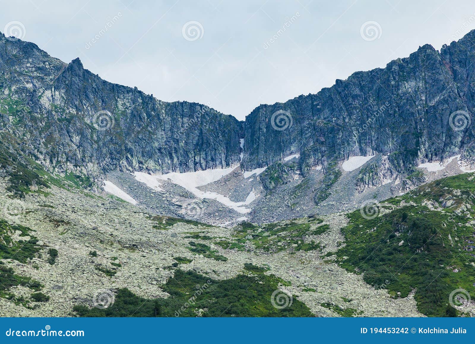 Steep Mountain Slopes with a Snow Pass Stock Photo - Image of beautiful ...