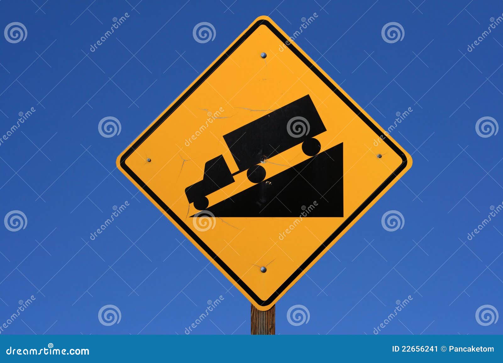 Steep Road Sign stock image. Image of downgrade, black - 22656241