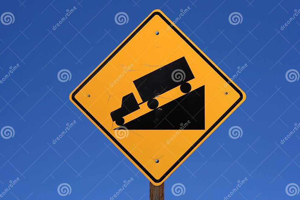 Steep Road Sign stock image. Image of downgrade, black - 22656241