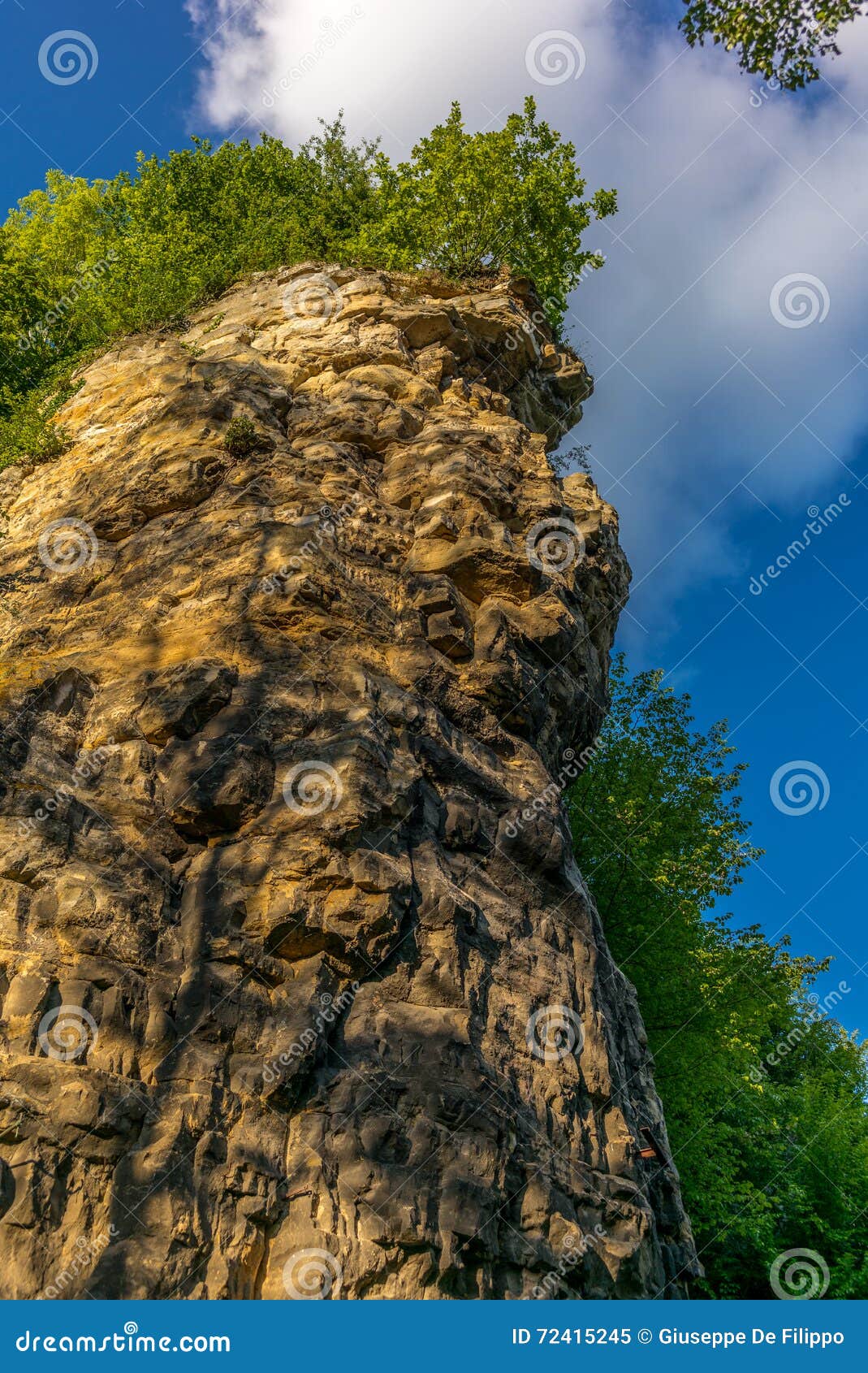 Steep Rock Wall in Luxembourg City Stock Image - Image of rocks, trees ...