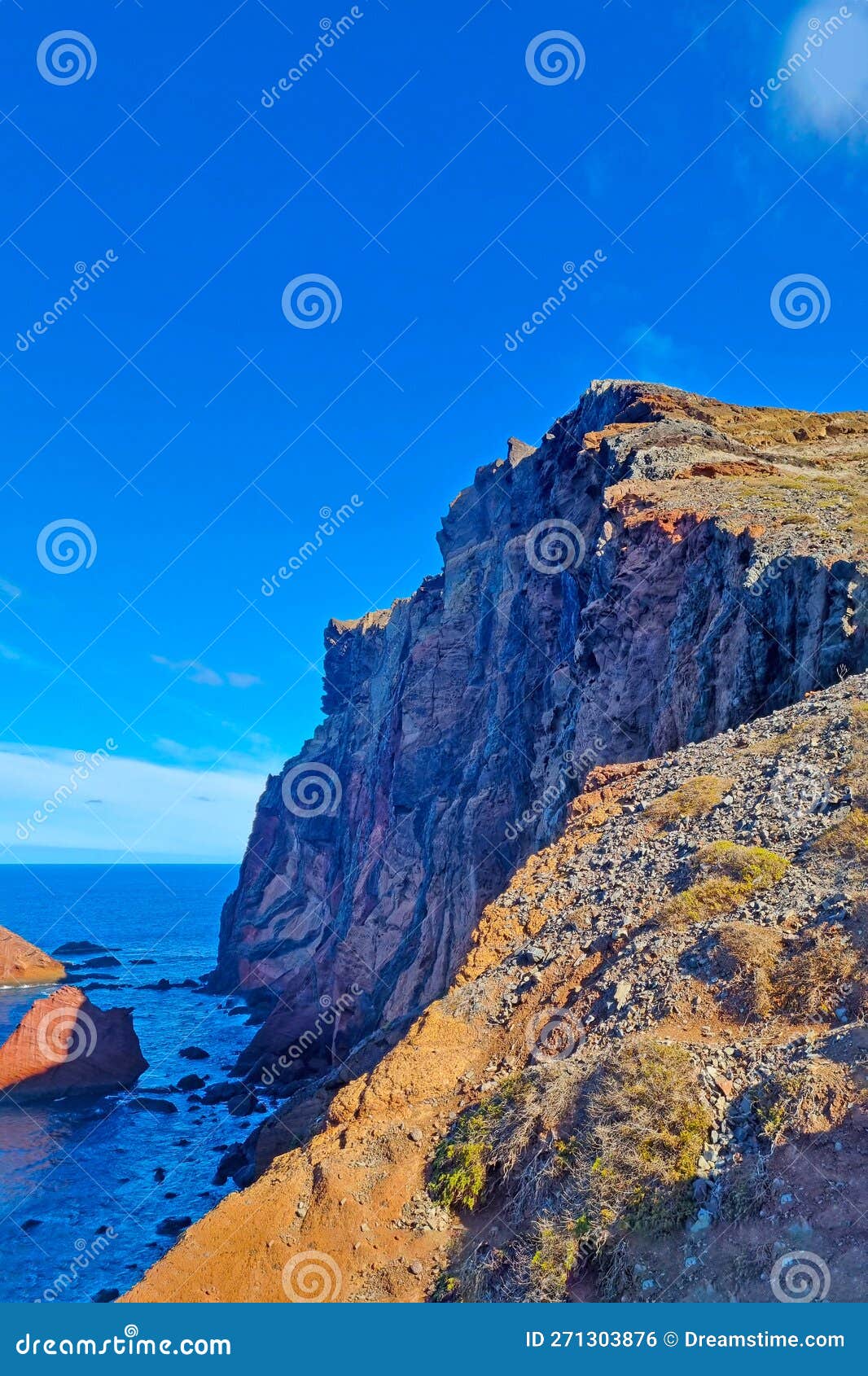 A Steep Rocky Cliff in the Ocean. Stock Photo - Image of europe ...