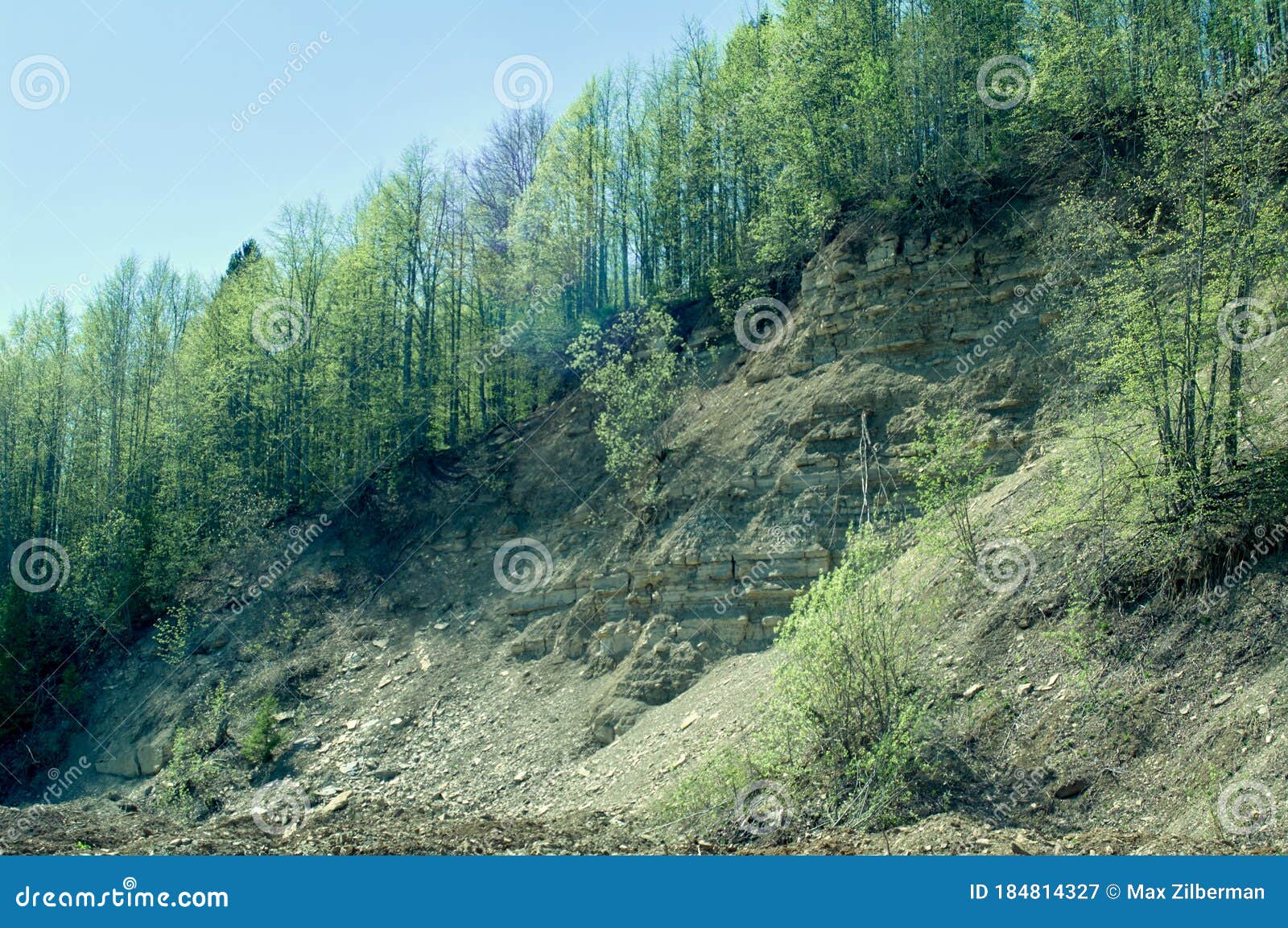 Steep Slope with Green Trees on a Sunny Day Stock Image - Image of rock ...