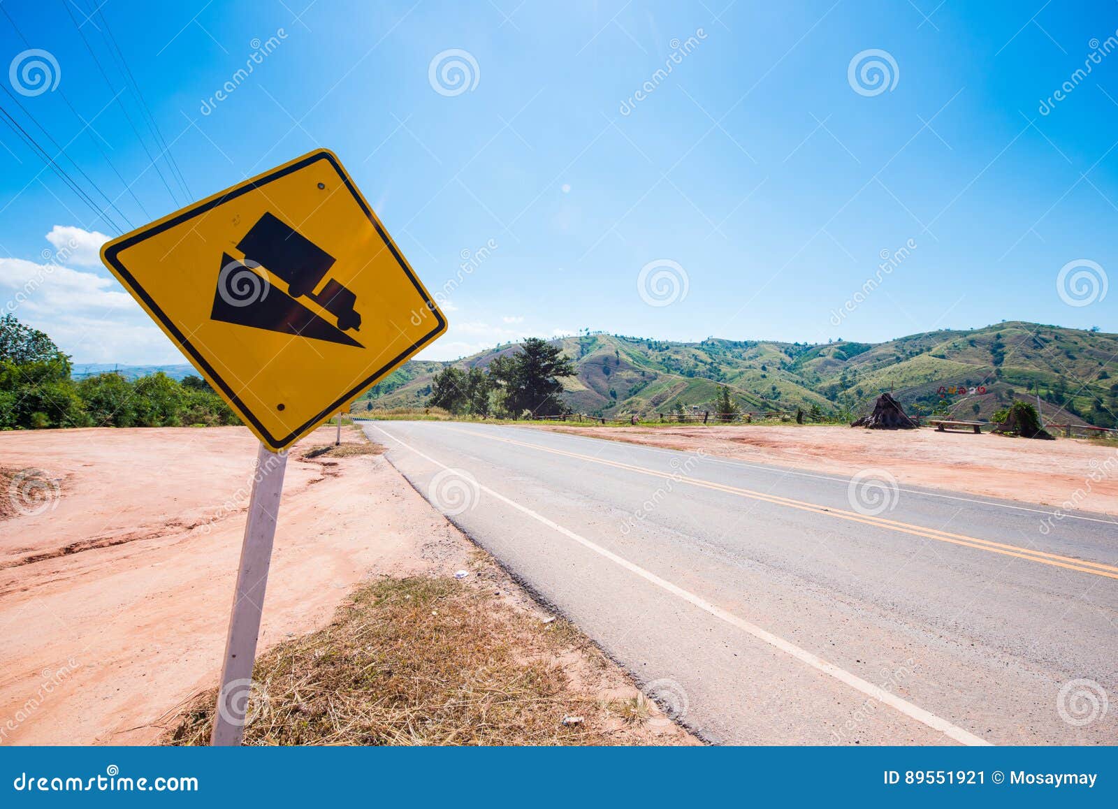 Steep Slope Road Traffic Sign on the Road Stock Image - Image of ...