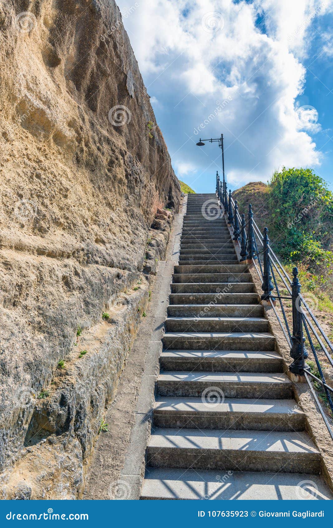 Steep stairs to the hill. stock image. Image of ancient - 107635923