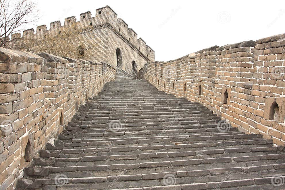 Steep Steps of the Great Wall of China Stock Image - Image of steep ...