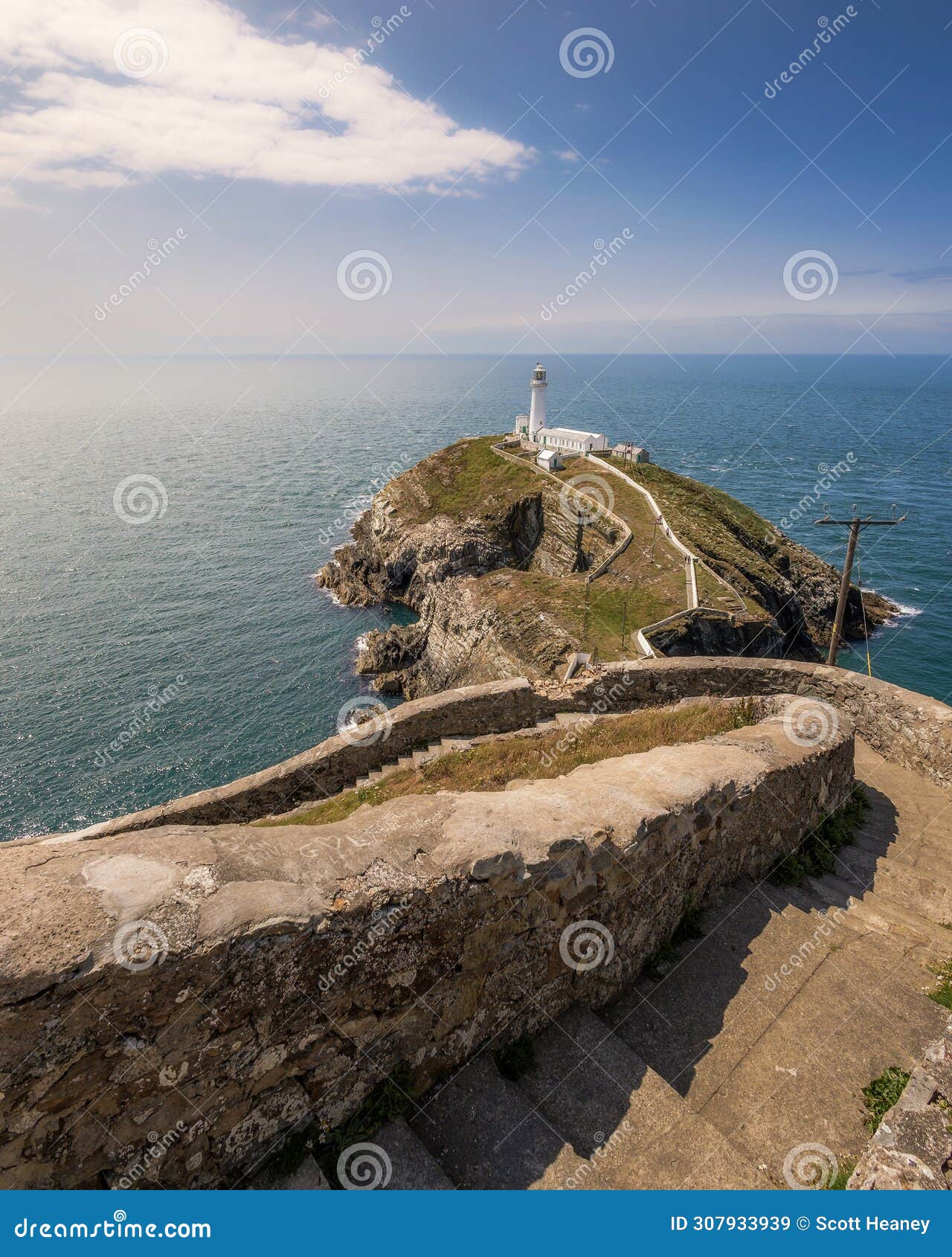 Steep Stone Steps Leading To a White Lighthouse on the Cliffs a Rugged ...