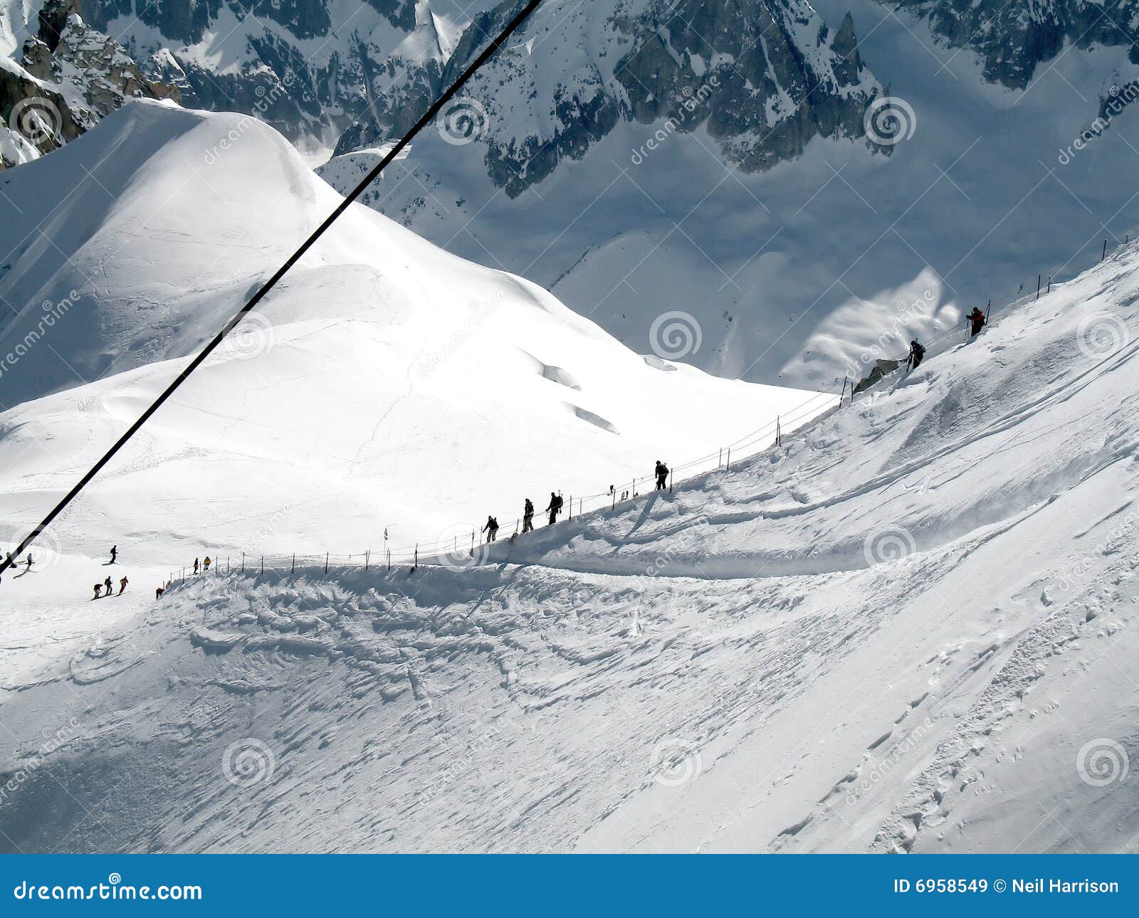 The Steep Track To the Valley Blanche Stock Image - Image of mont ...