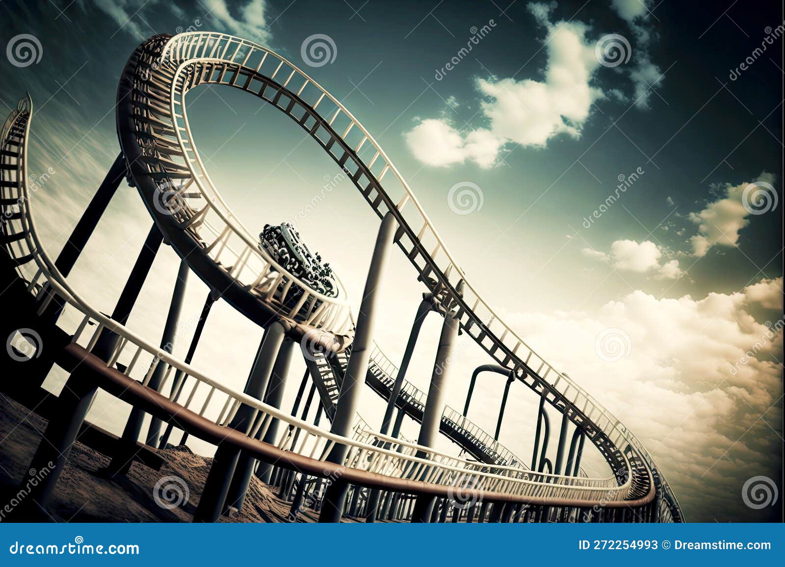 Steep Turns and Slides on Roller Coaster in Amusement Park Stock Image ...
