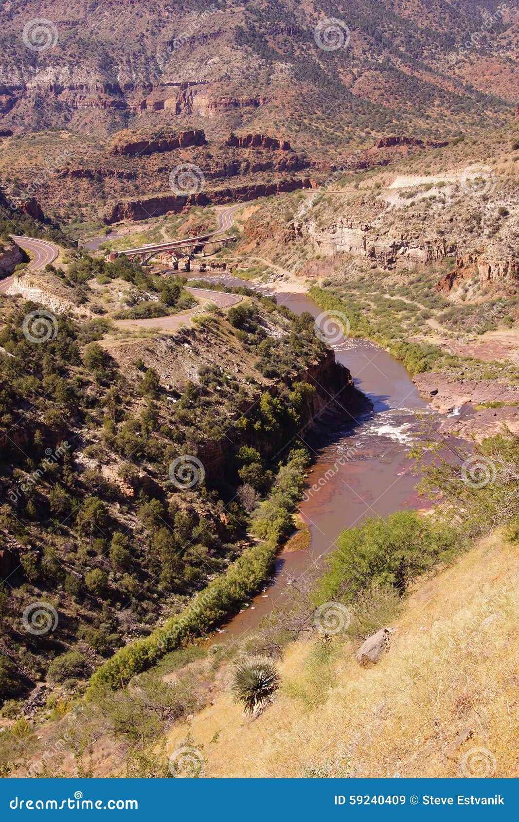 Steep Valley of Salt River Canyon Stock Image - Image of gorge, bridge ...