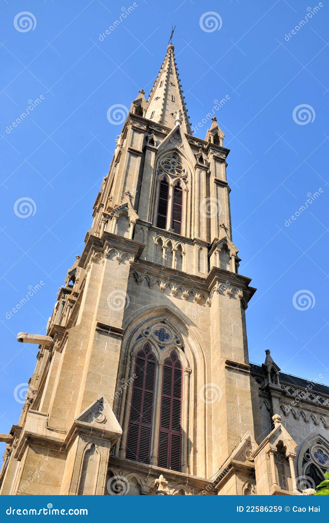 Steeple of Catholic Church in Gothic Style Stock Image - Image of ...
