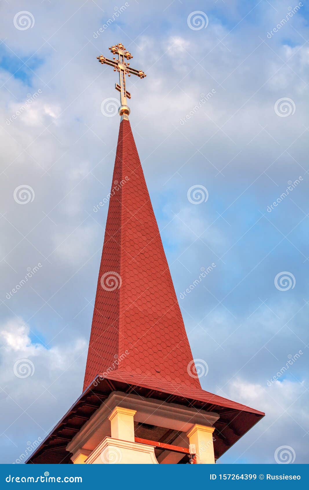 Steeple with cross stock image. Image of cross, nature - 157264399