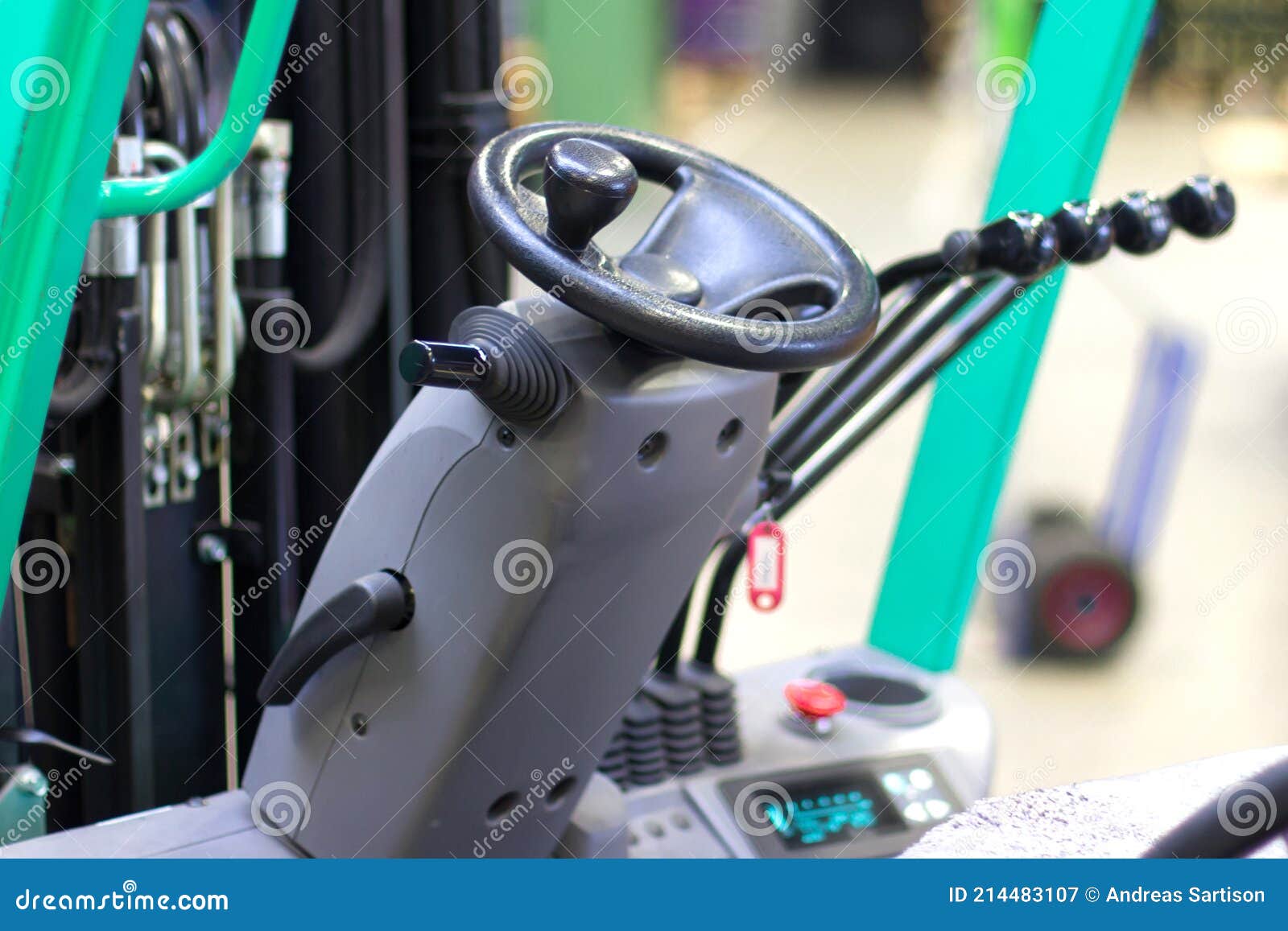 Steering and Cab of Forklift with Levers. Stock Image - Image of ...