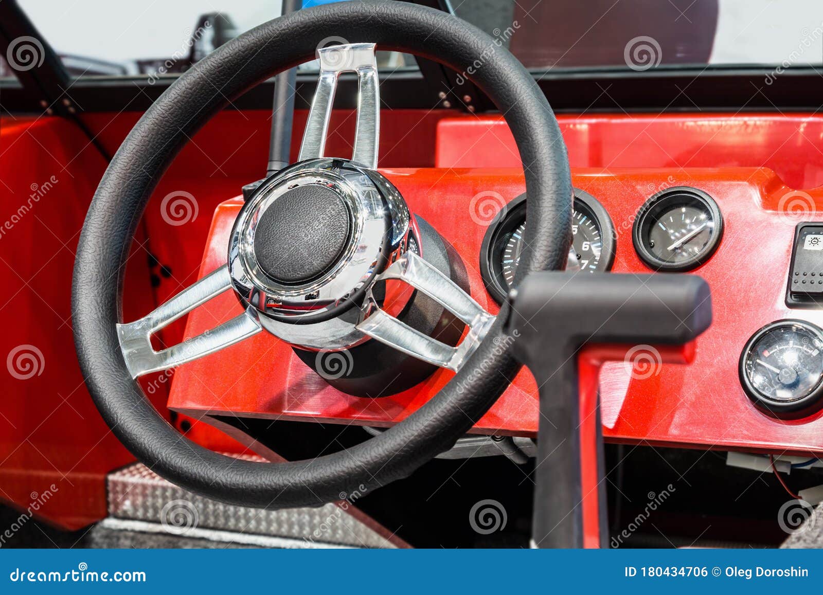 Steering Wheel and Control Panel on a Motor Boat Stock Photo - Image of ...