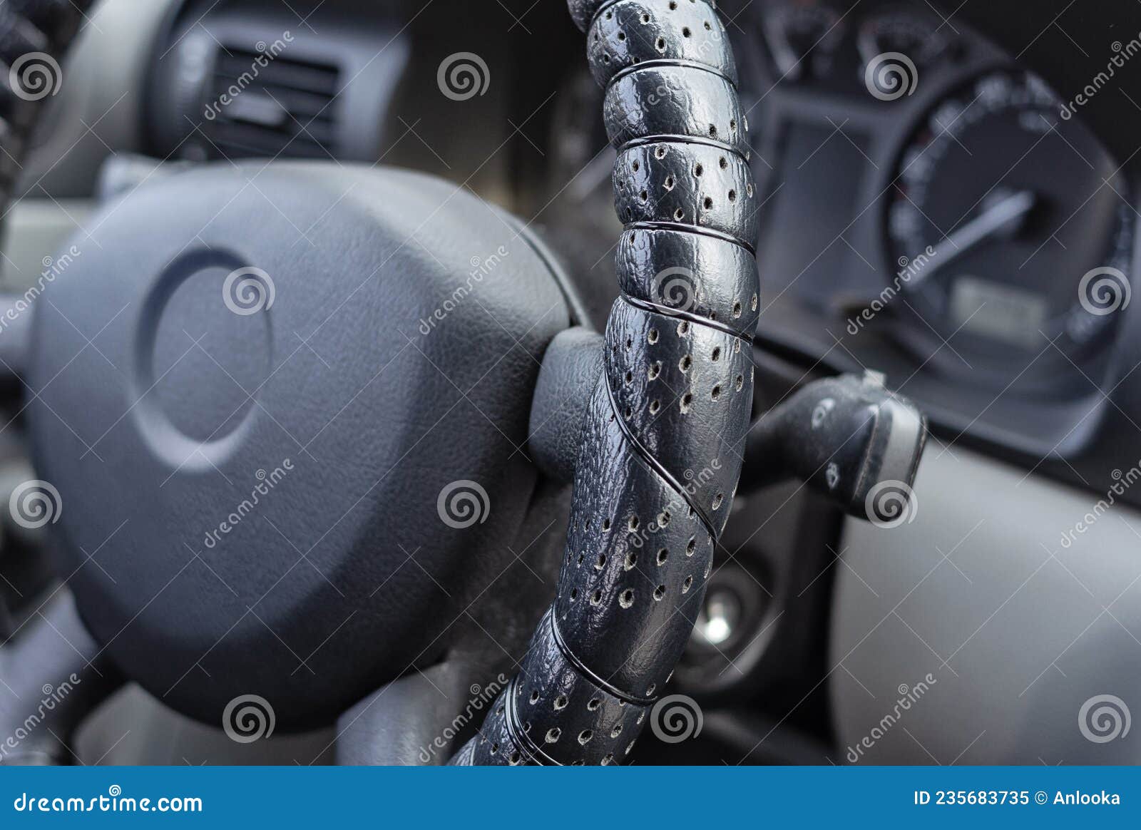 Steering Wheel and Control Panel of a Passenger Car Stock Image - Image ...
