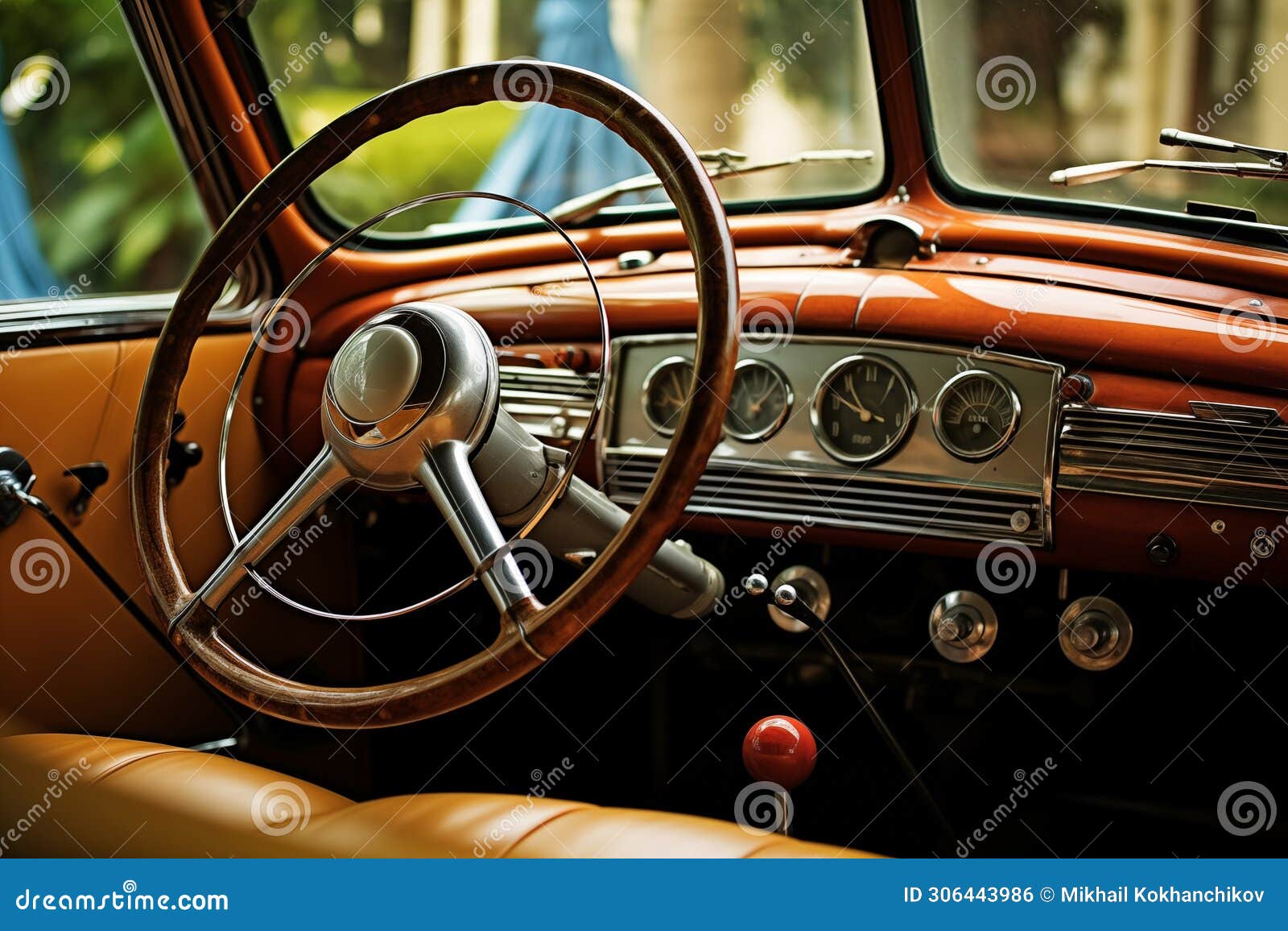 Steering Wheel and Dashboard of Old Car Stock Photo - Image of ...