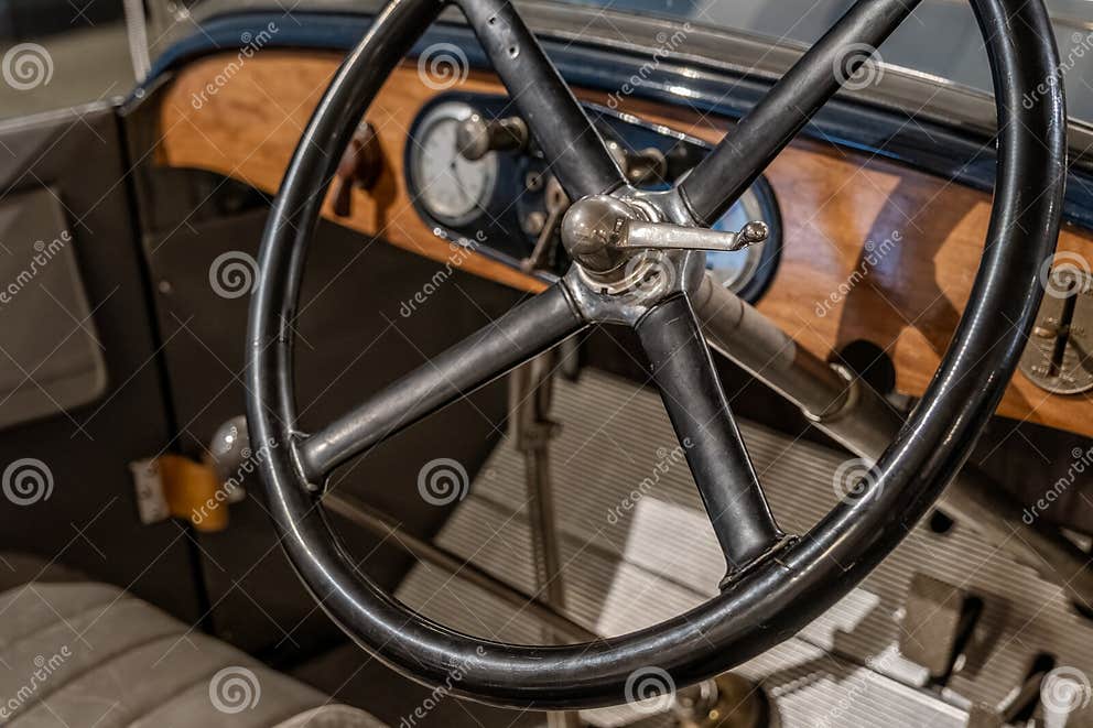 Steering Wheel and Dashboard of Old Car Stock Photo - Image of revival ...