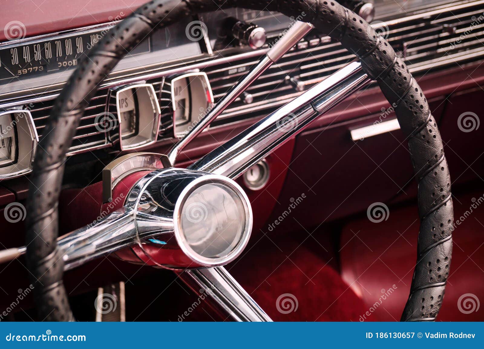Steering Wheel, Dials and Knobs on Dashboard and Front Panel Made of ...