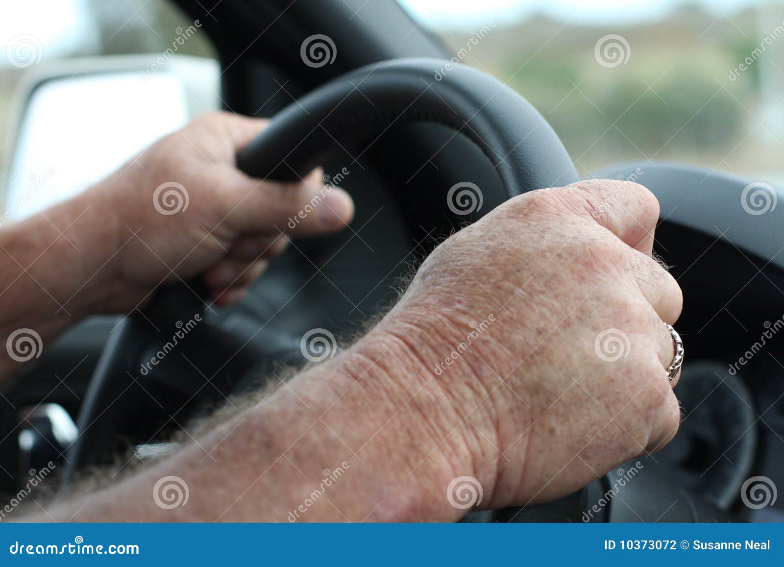 Steering Wheel and Hands Driving Stock Photo - Image of hands, guiding ...